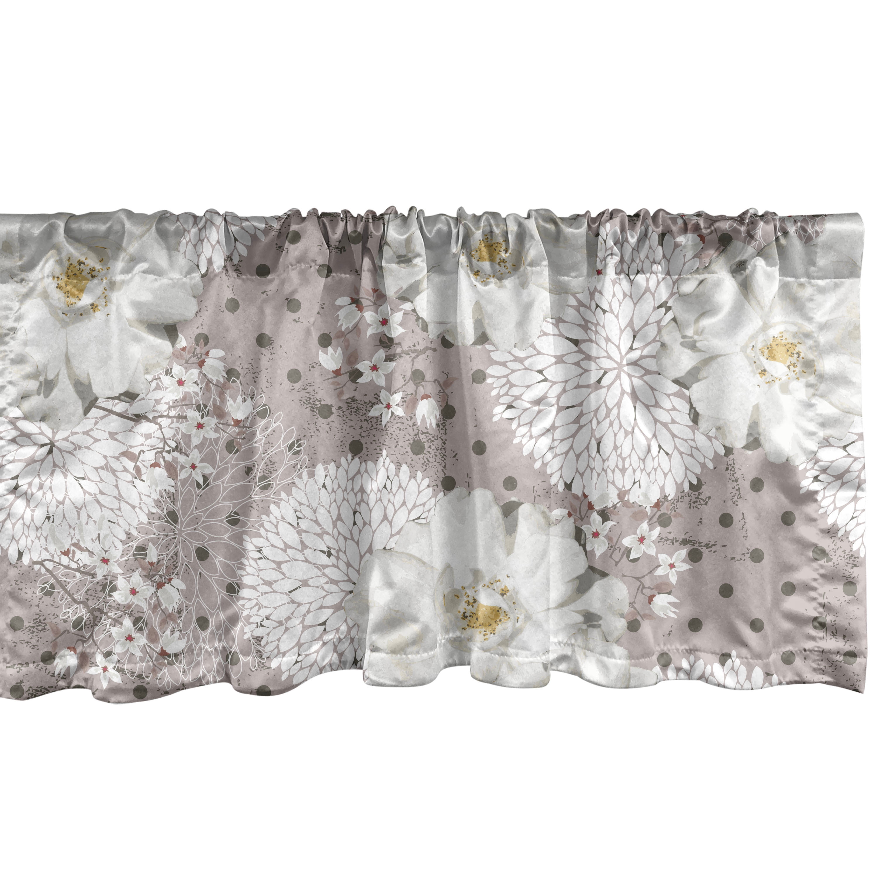 Flowers Vintage Window Valance, Cottagecore Garden Scene Peony Flowers ...