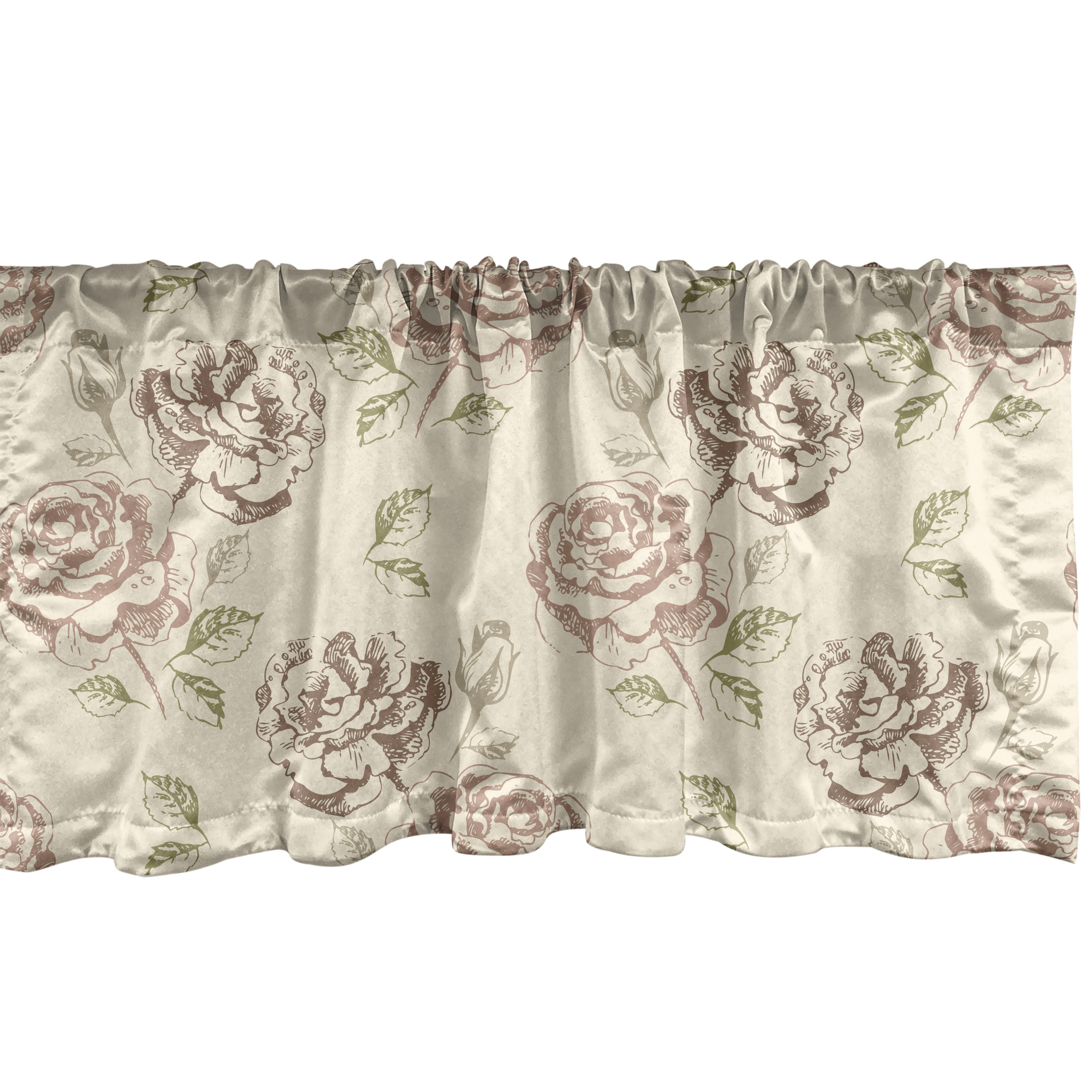 Flowers Vintage Window Valance, Delicate Blooming Rose Floral Pattern ...
