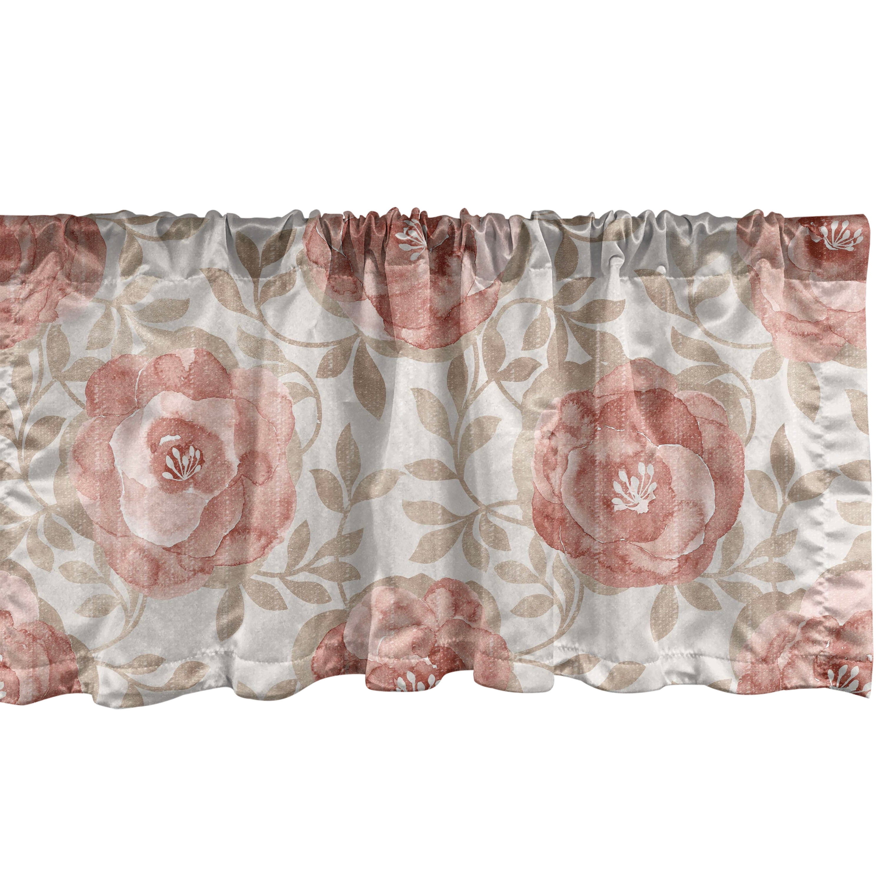 Flowers Vintage Window Valance, Repetitive Bohemian Rose Pattern With ...