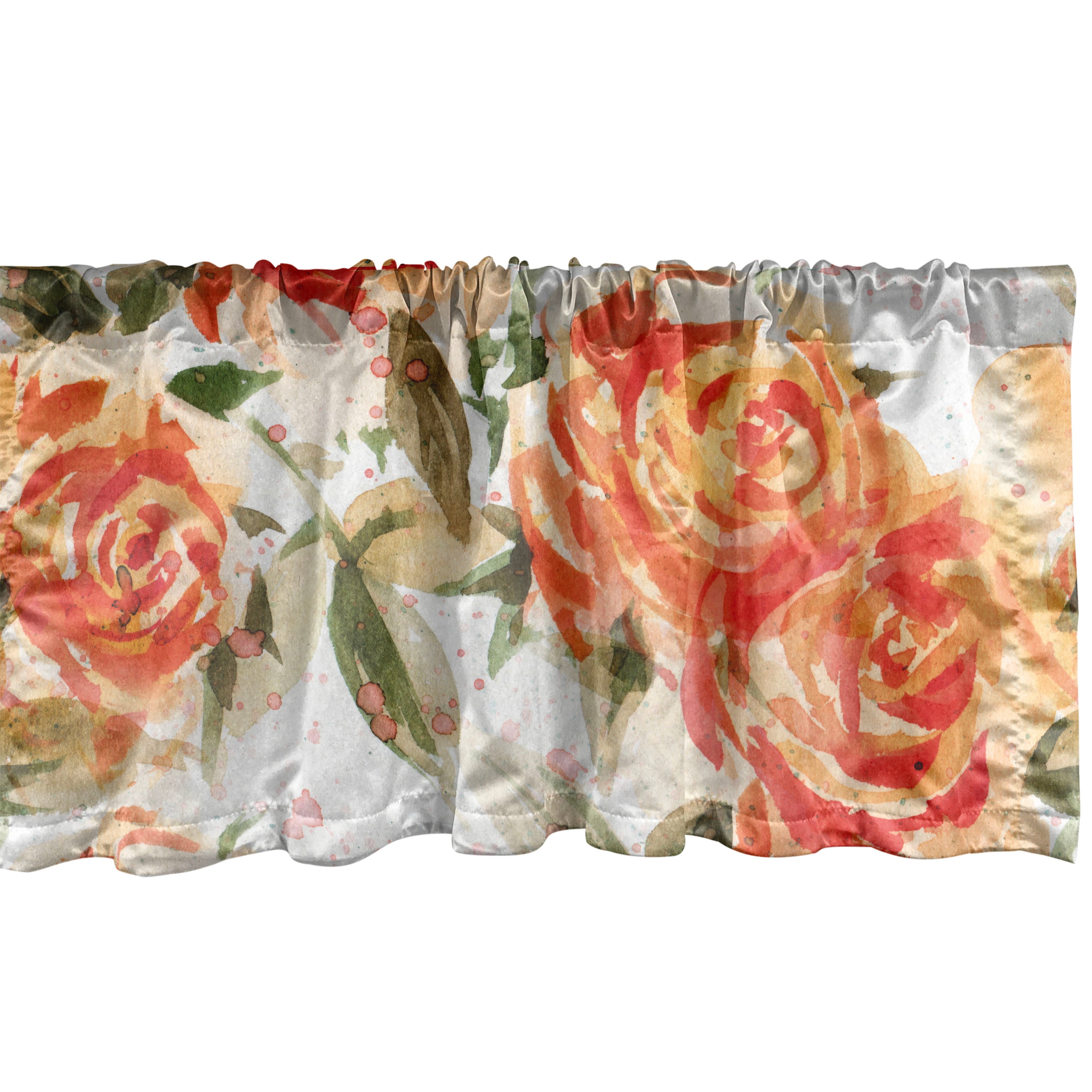 Flowers Vintage Window Valance, Retro Romance Vibes Rose Floral Design ...