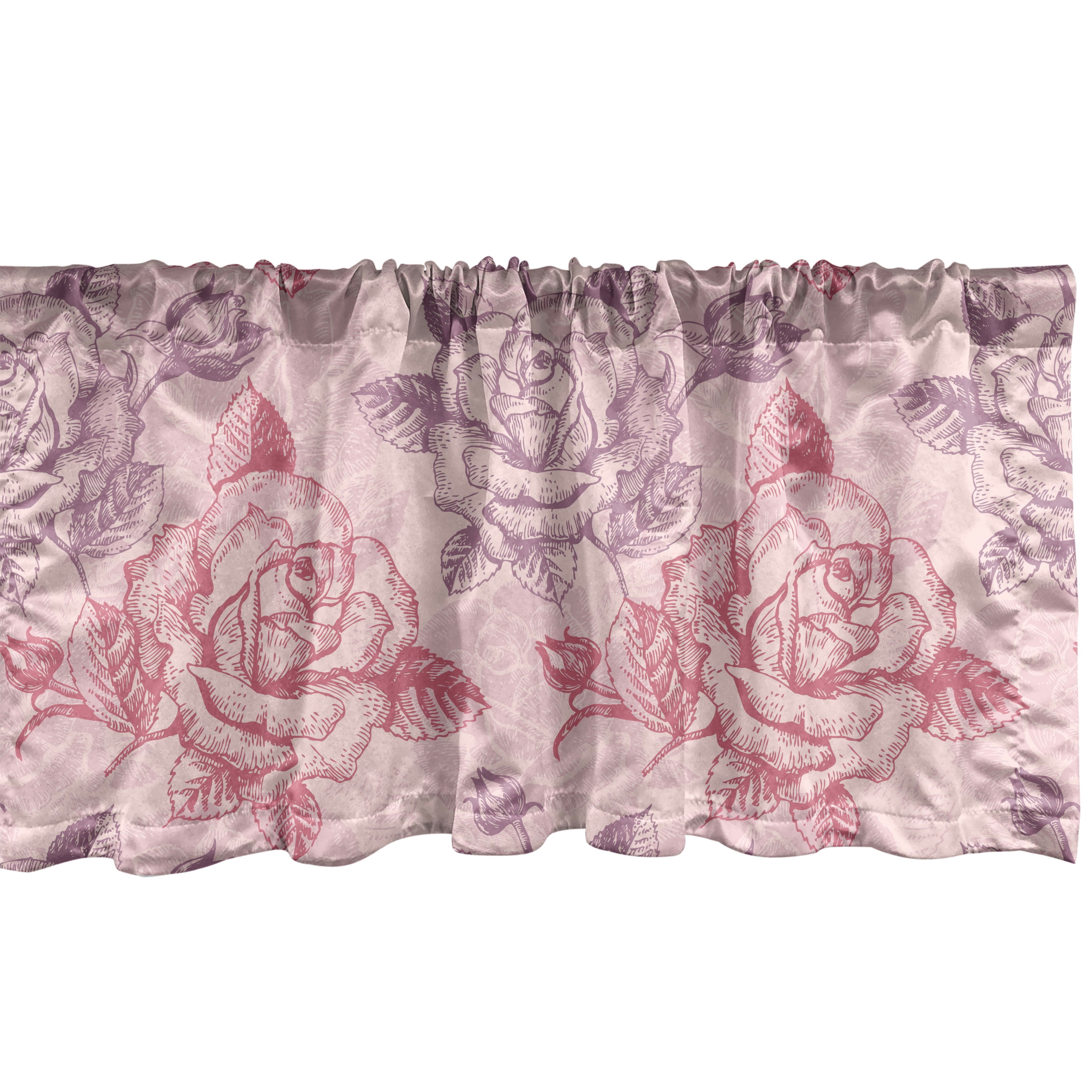 Flowers Vintage Window Valance, Sketch Style Rose Pattern Romantic ...