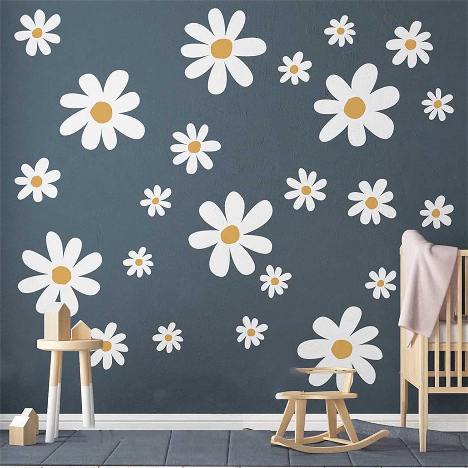Flowers Wall Art Stickers,Bexikou 3 Sheets Daisy Wall Decals, Floral ...