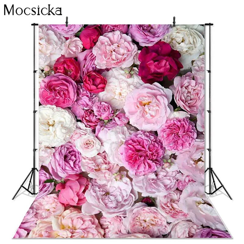 Flowers Wall Backdrop Photo Studio Rose Romantic Wedding Scenes ...