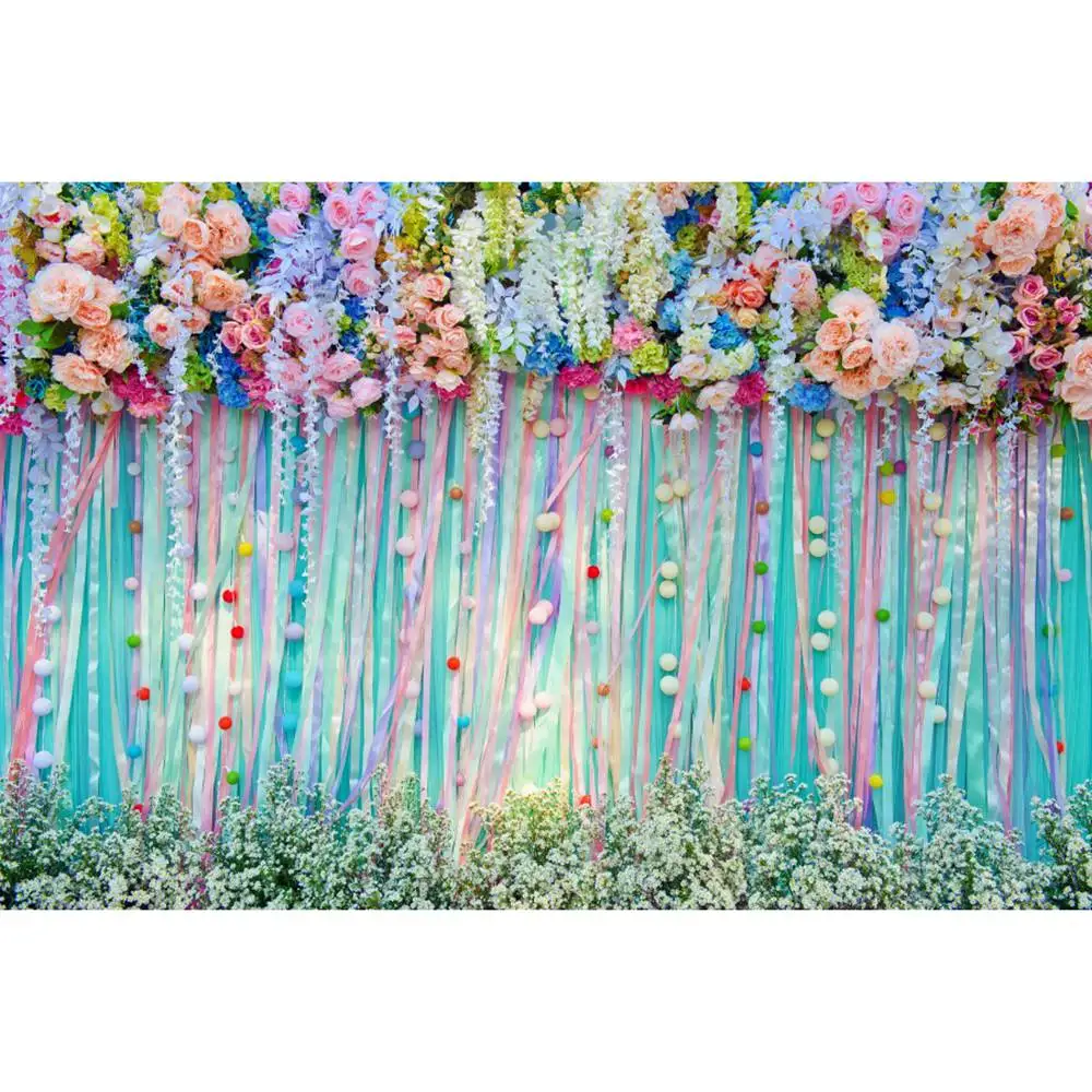 Flowers Wall Backdrops Photography Birthday Wedding ration Custom Pink ...