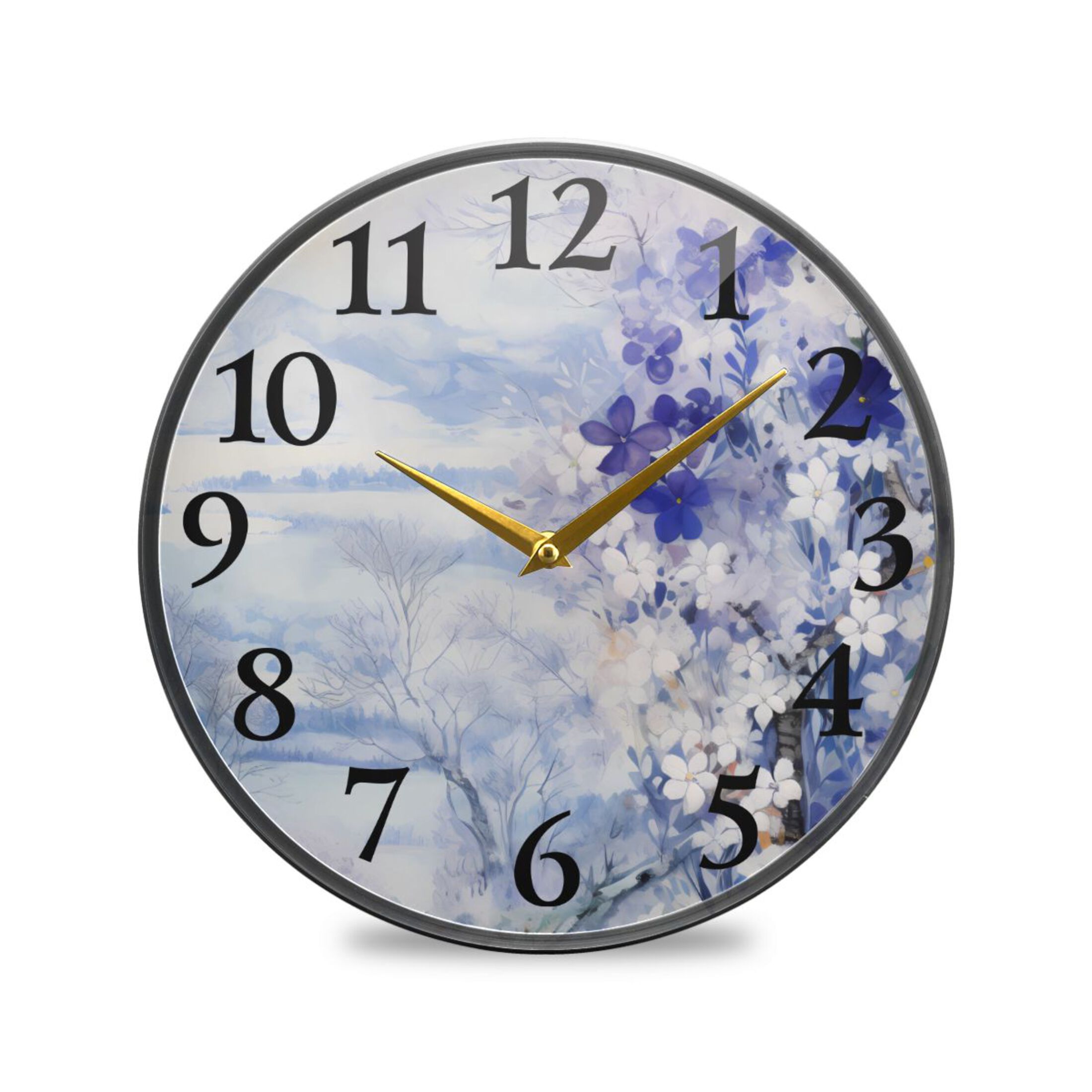 Flowers Wall Clocks Battery Operated 11.9 Inch Round Clock Acrylic ...