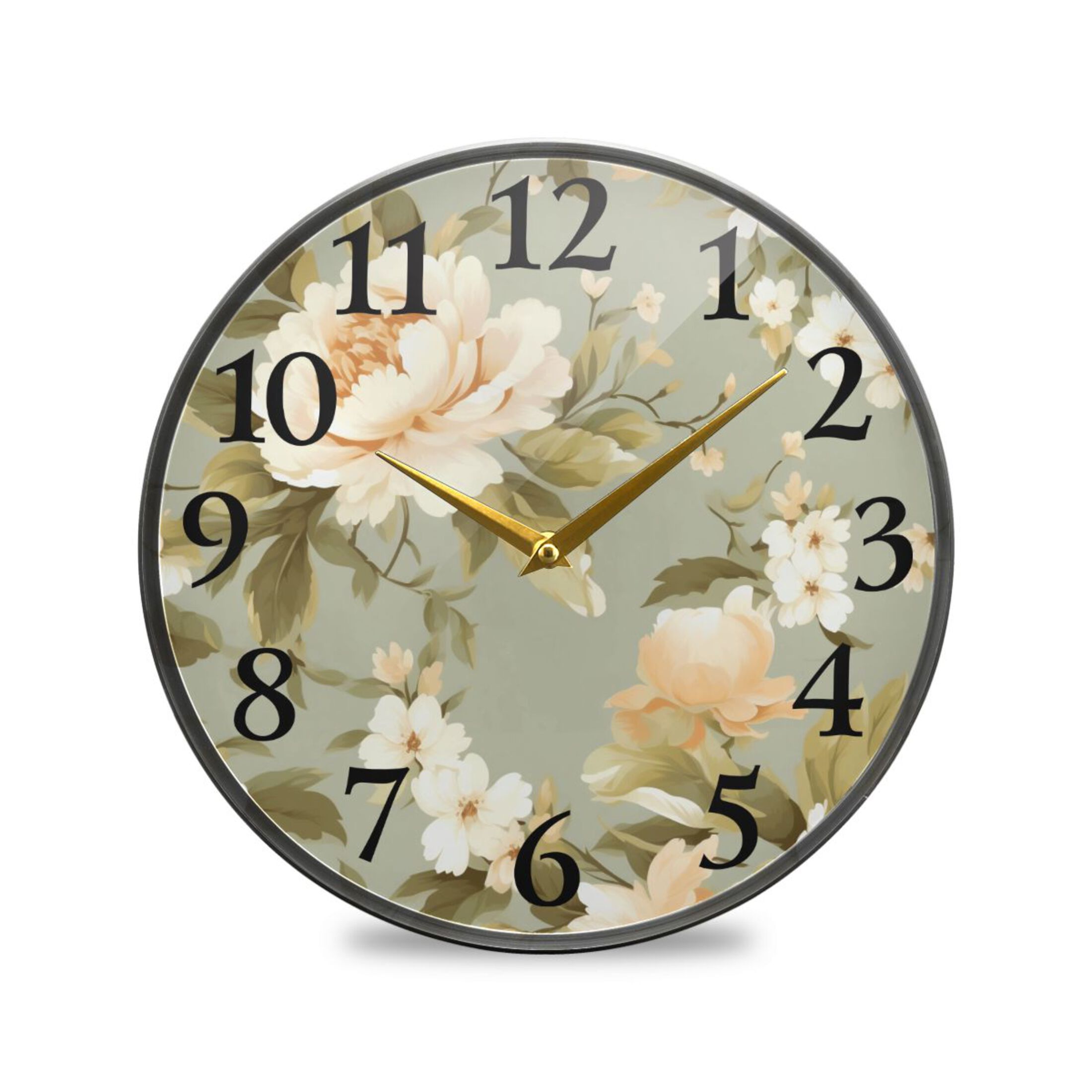 Flowers Wall Clocks Battery Operated 11.9 Inch Round Clock Acrylic ...