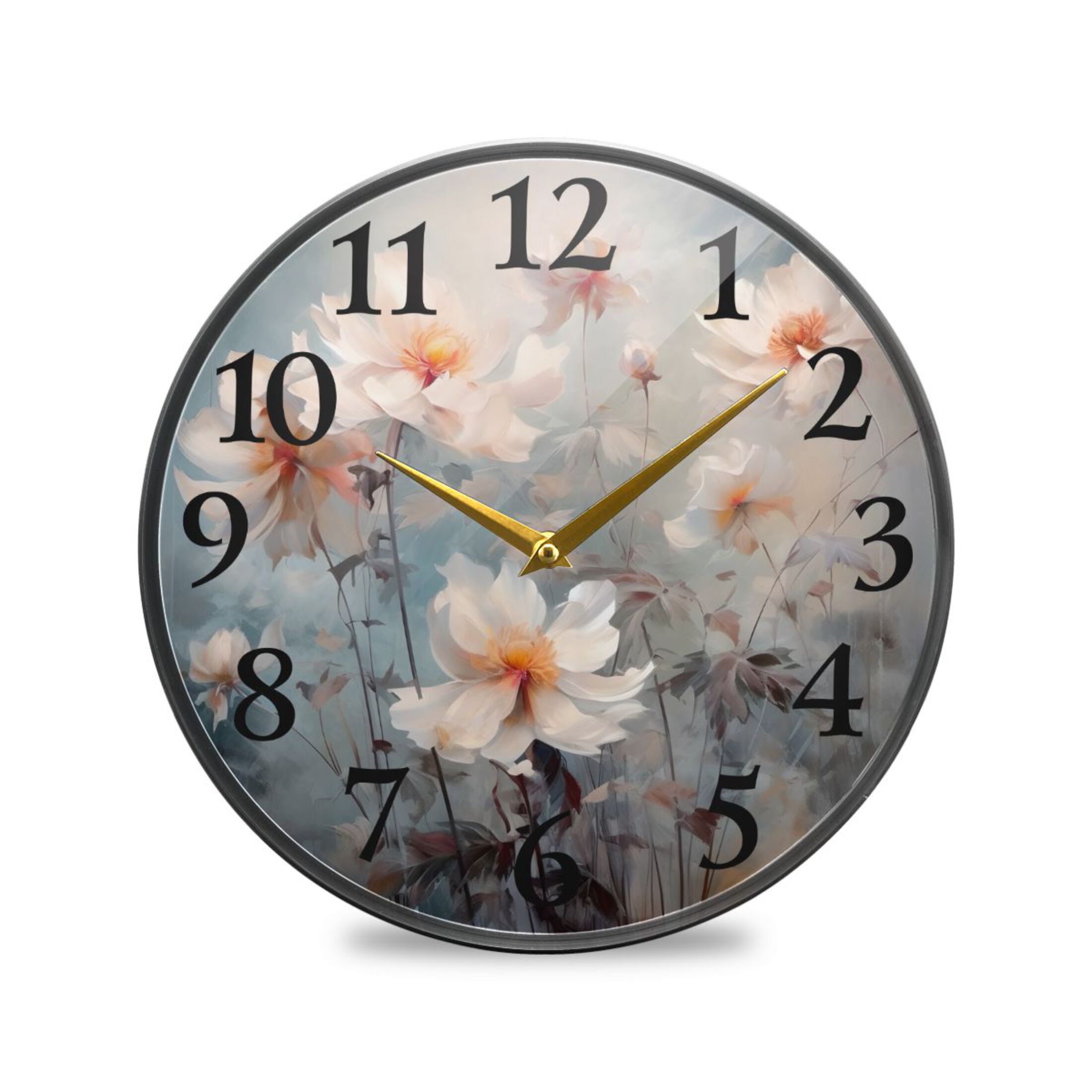 Flowers Wall Clocks Battery Operated 11.9 Inch Round Clock Acrylic ...