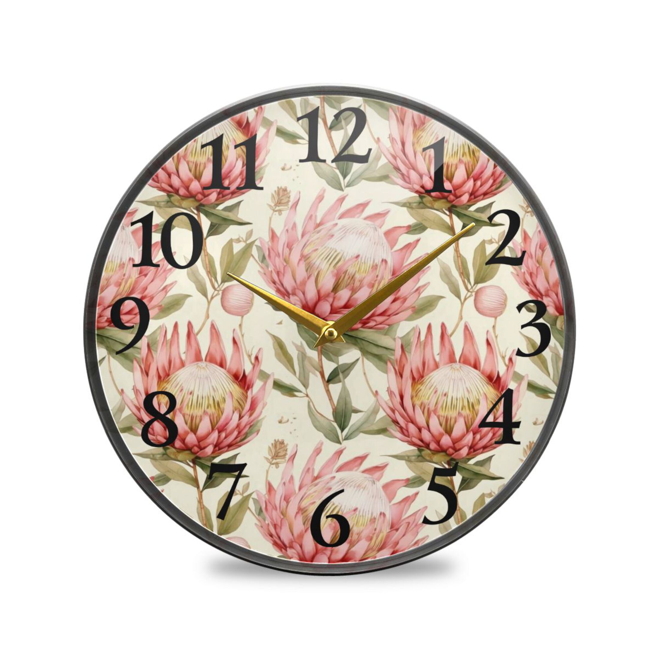 Flowers Wall Clocks Battery Operated 11.9 Inch Round Clock Acrylic ...