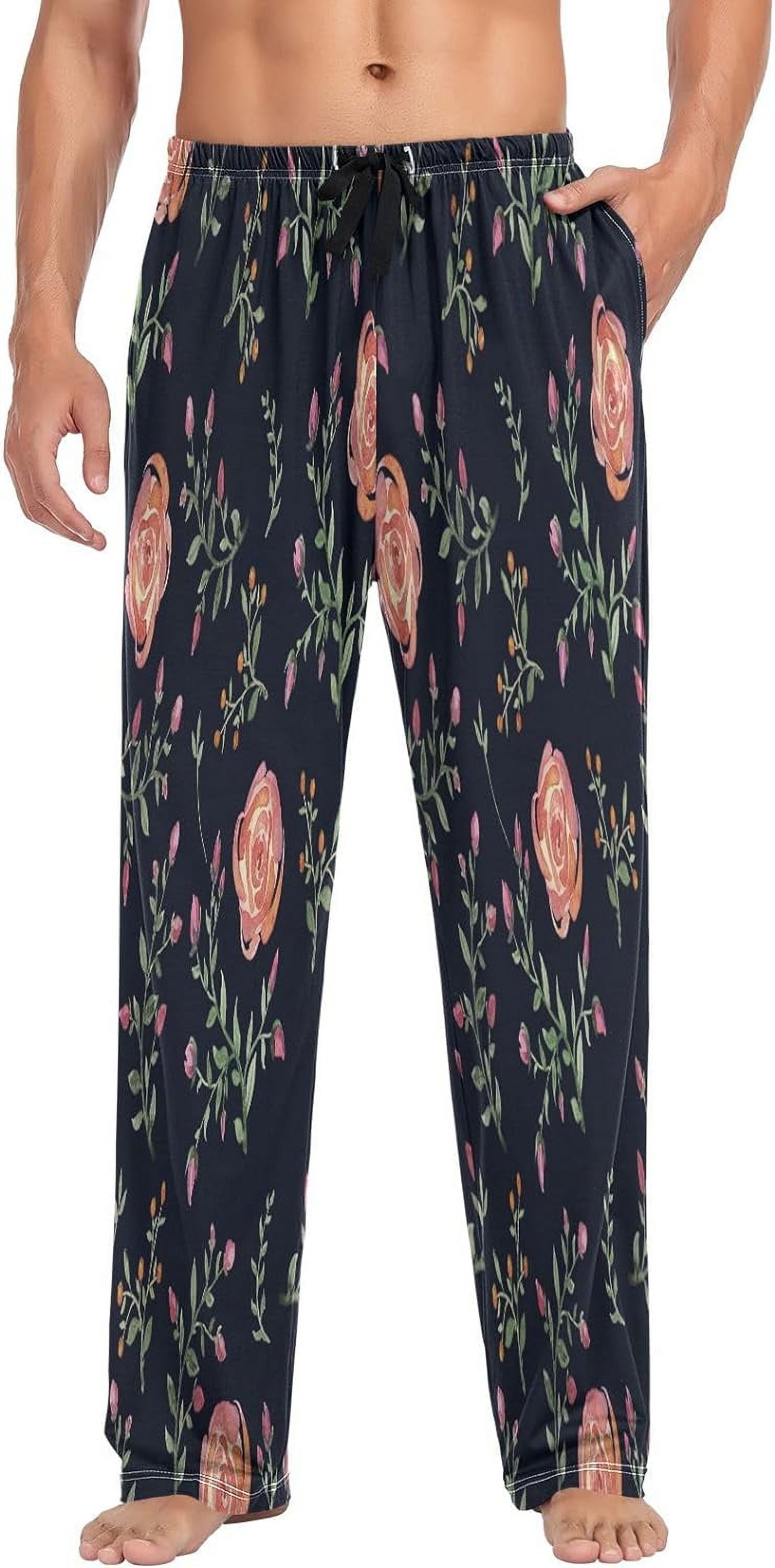 Flowers Watercolor Rose Men's Pajama Pants Lightweight Sleepwear Bottom ...