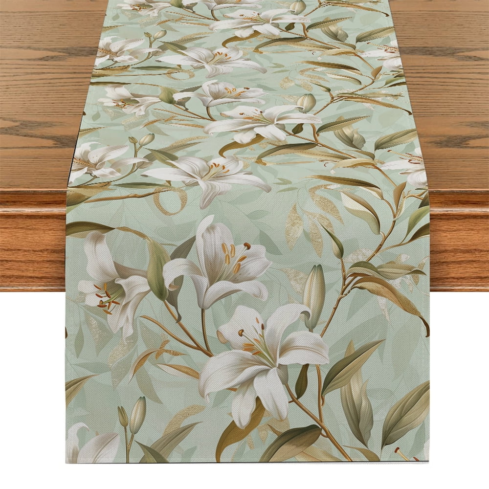 Flowers Watercolor Table Runner Dining Table Cloth r for Kitchen ...