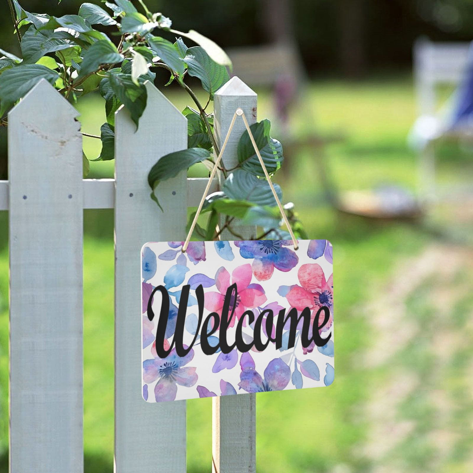 Flowers Watercolor Welcome Sign for Front Door Porch Wreath Door Sign ...