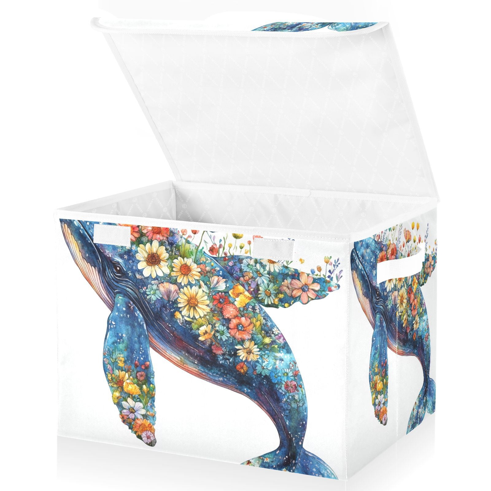 Flowers Whale Storage Basket for Shelves Foldable Container Organizer ...