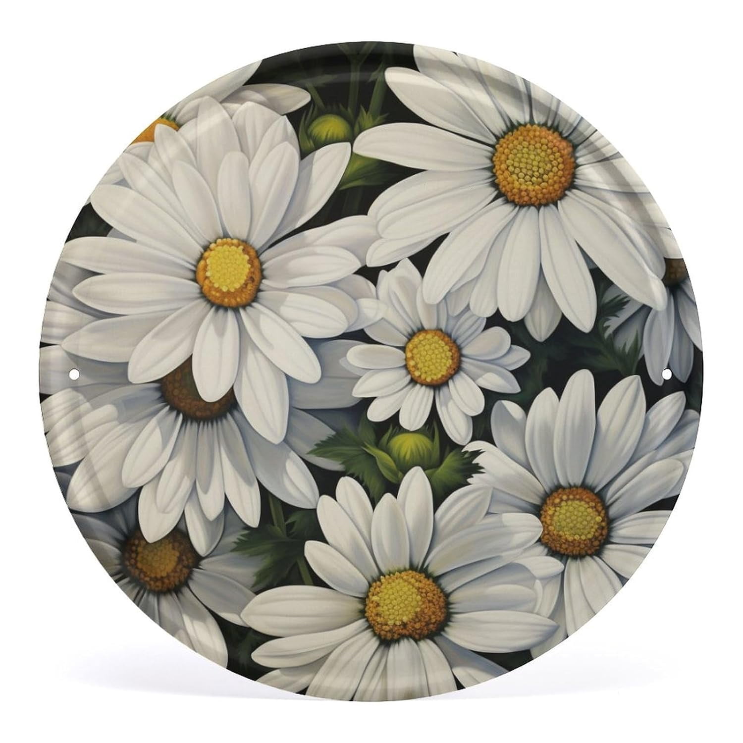 Flowers White Daisy Round Tin Sign Daisy Spring Summer Bloom Floral Art ...