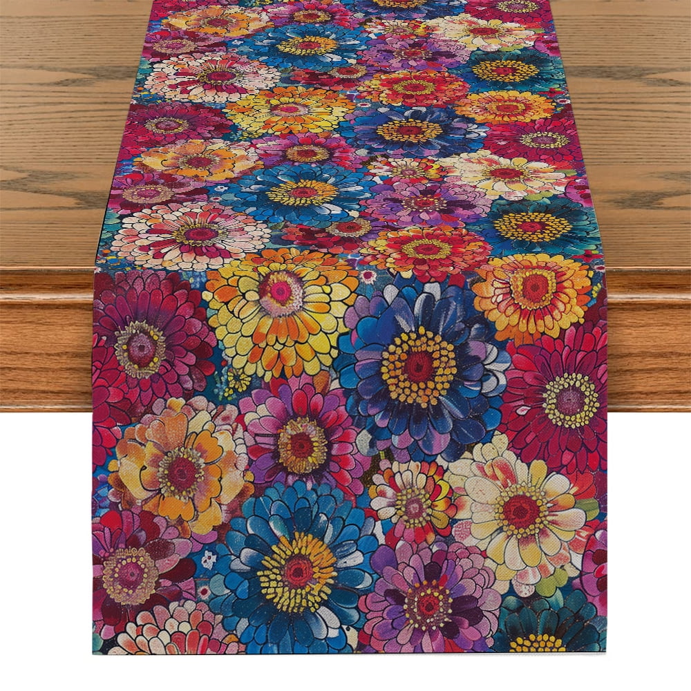 Flowers Wildflowers Daisies Table Runners Kitchen Table ration Washable ...