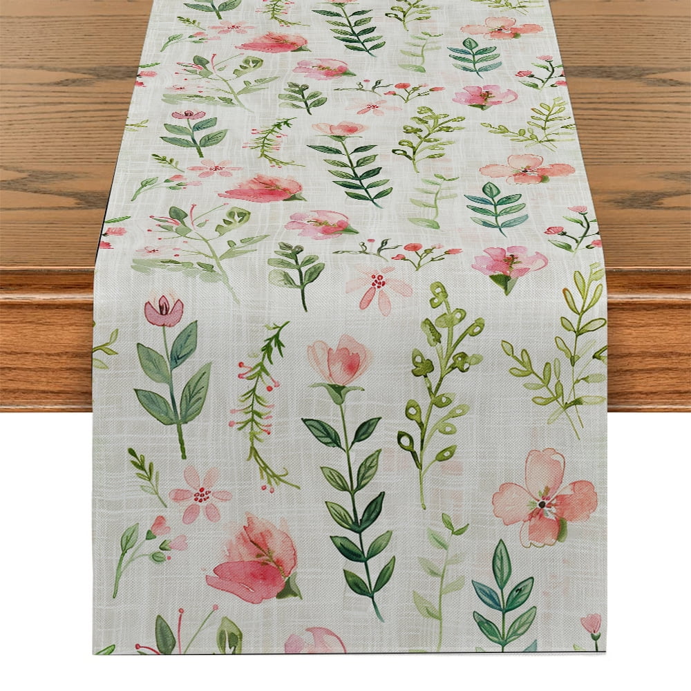 Flowers Wildflowers Watercolor Plants Runner Farmhouse Dining Table ...
