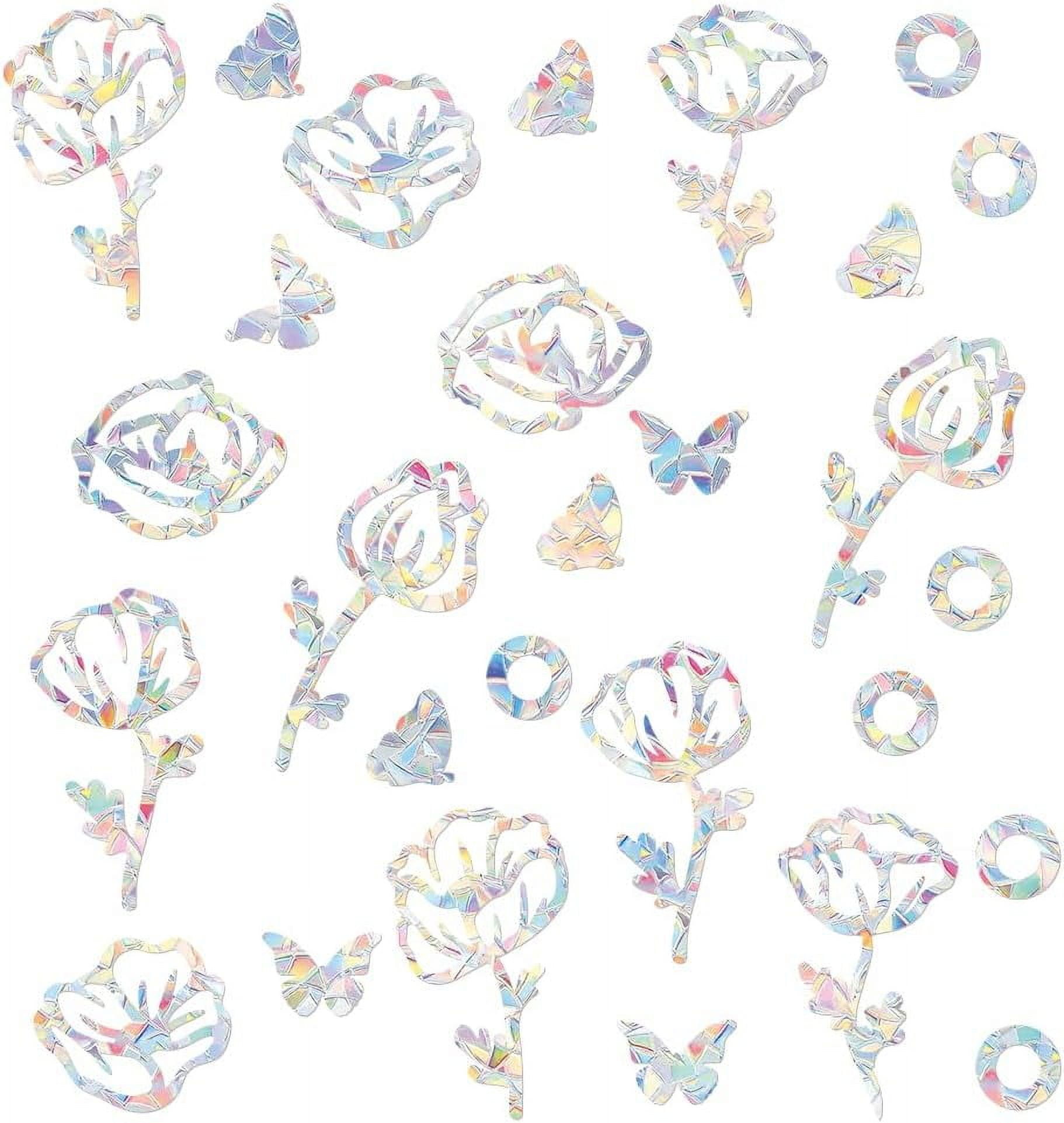Flowers Window Stickers Sparkling Butterflies Anti-Collision Window ...