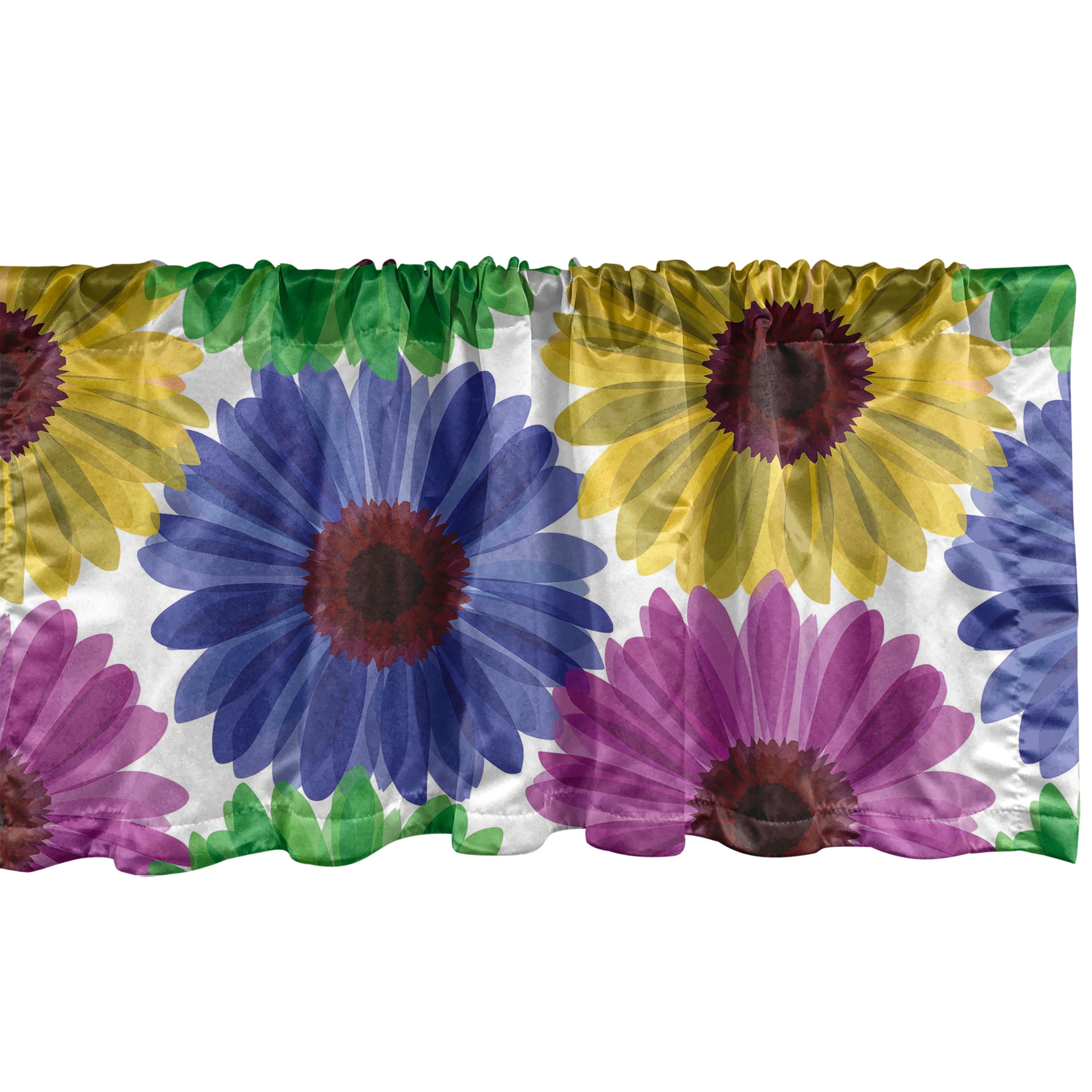 Flowers Window Valance, Blooming Colorful Gerbera Like Petals Summer ...