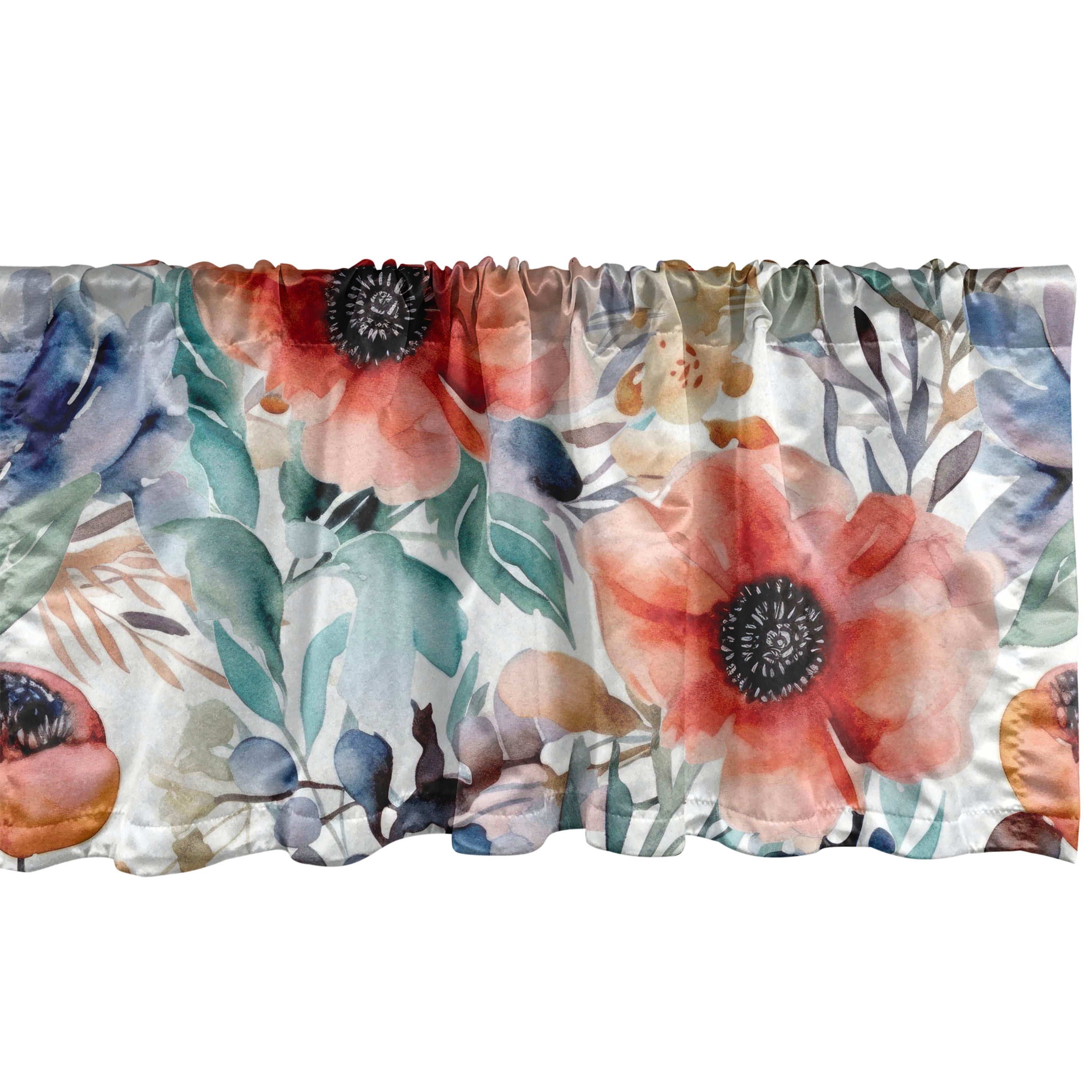 Flowers Window Valance, Spring Concept Garden Blooming Floral Pattern ...