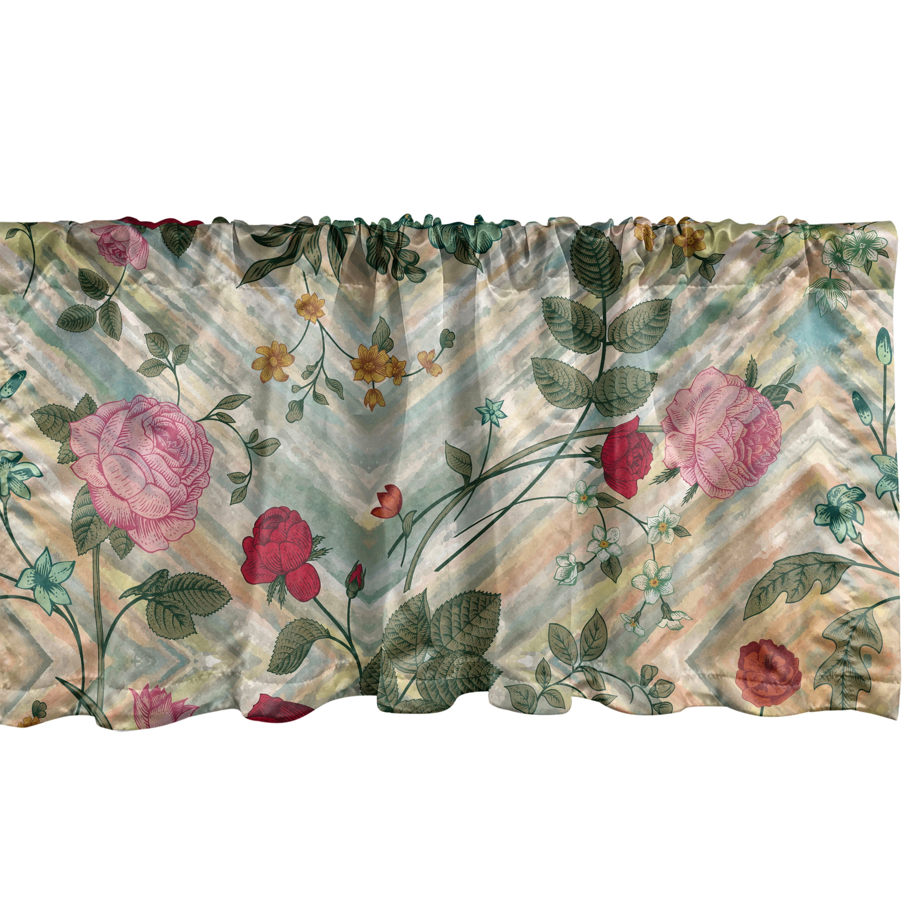 Flowers Window Valance, Victorian Romantic Meadow of Vintage Floral ...