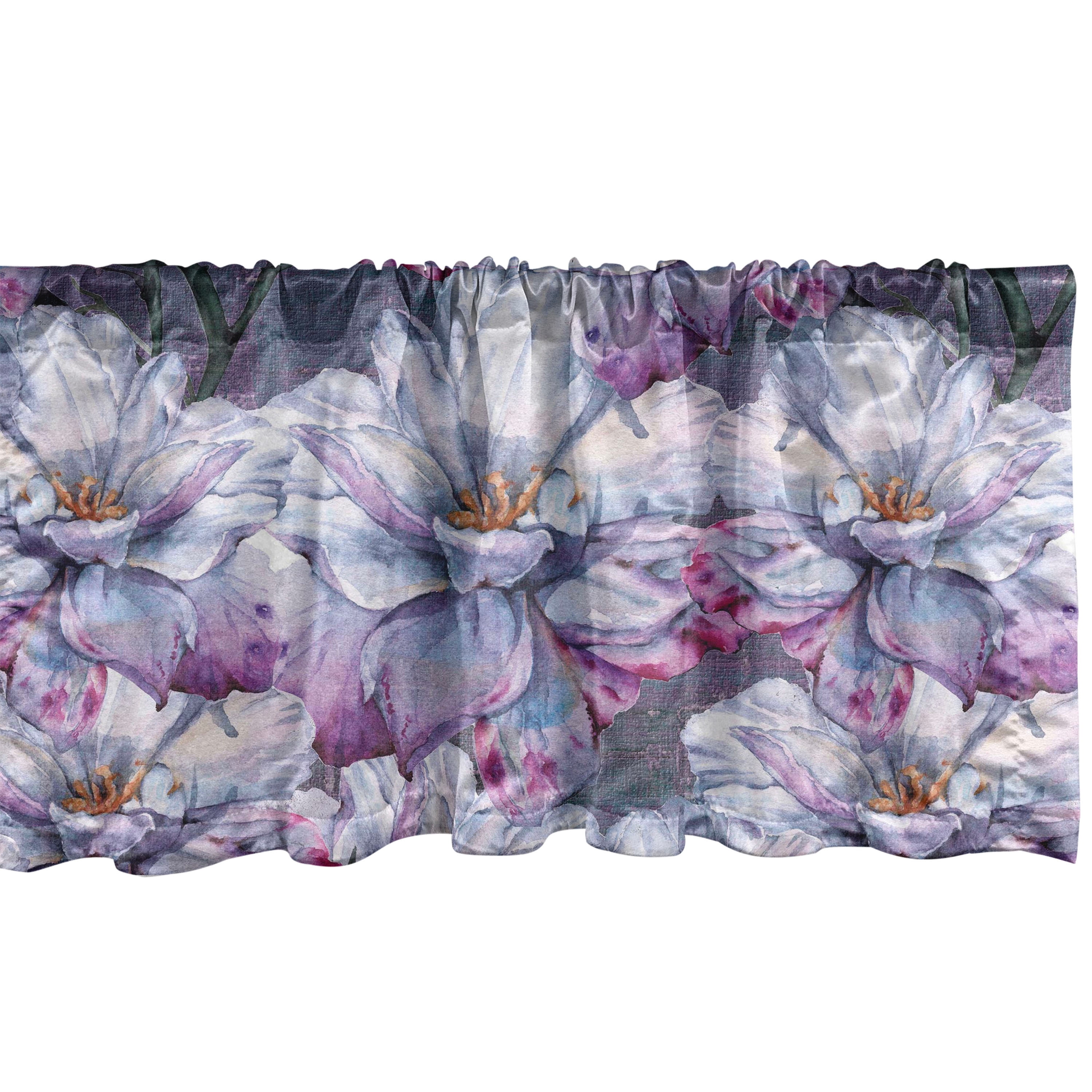 Flowers Window Valance, Watercolor Blooming Wild Roses Vintage Floral ...