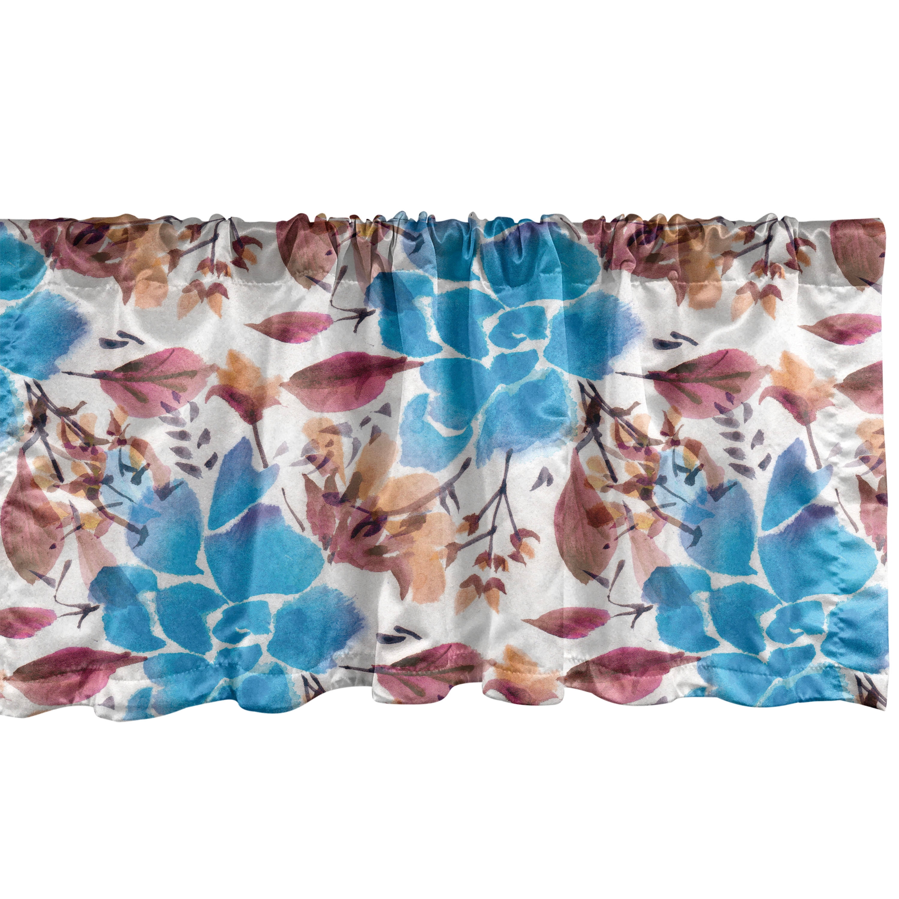 Flowers Window Valance, Watercolor Floral Design with Neutral Colors ...