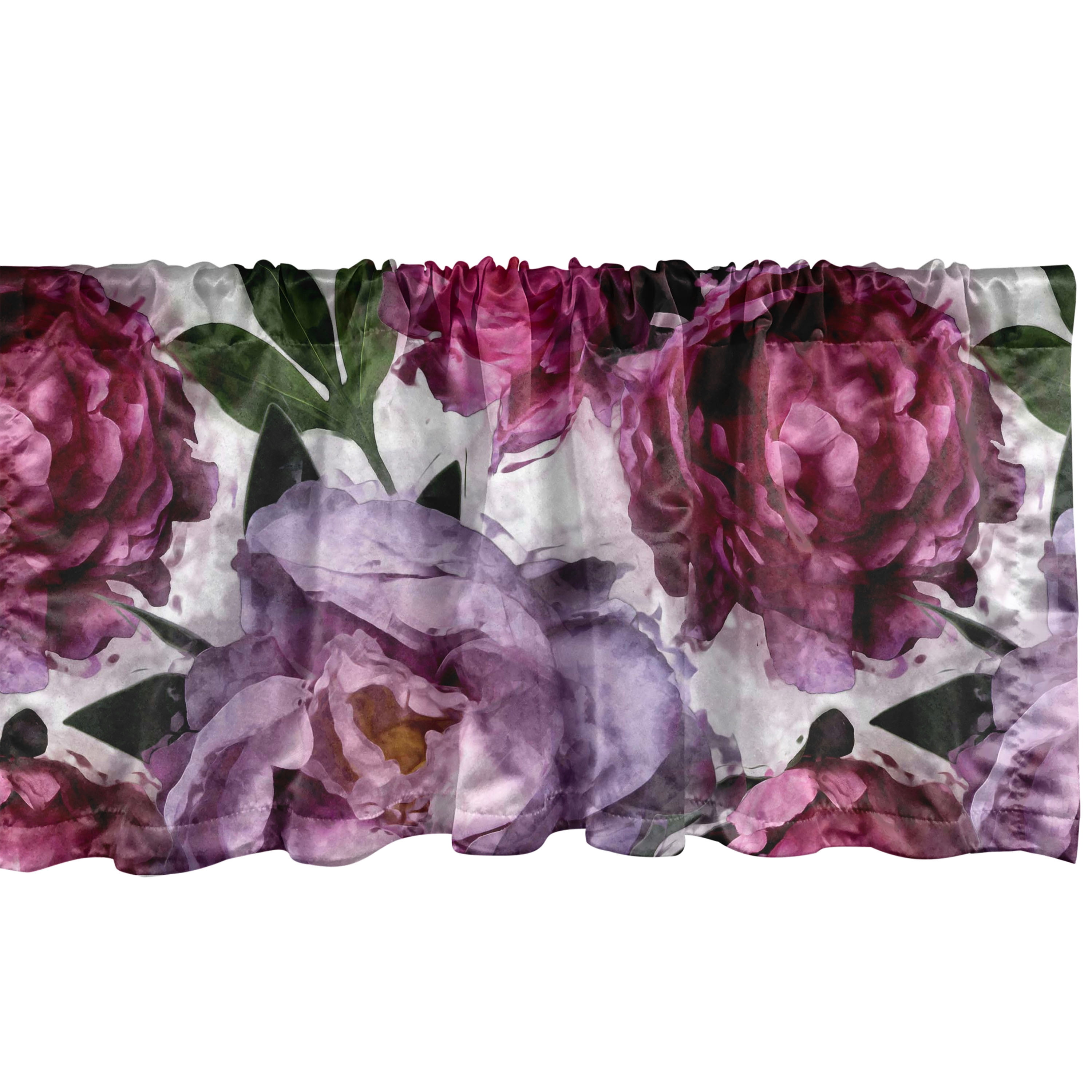 Flowers Window Valance, Watercolor Spring Season Themed Peony Lovers ...