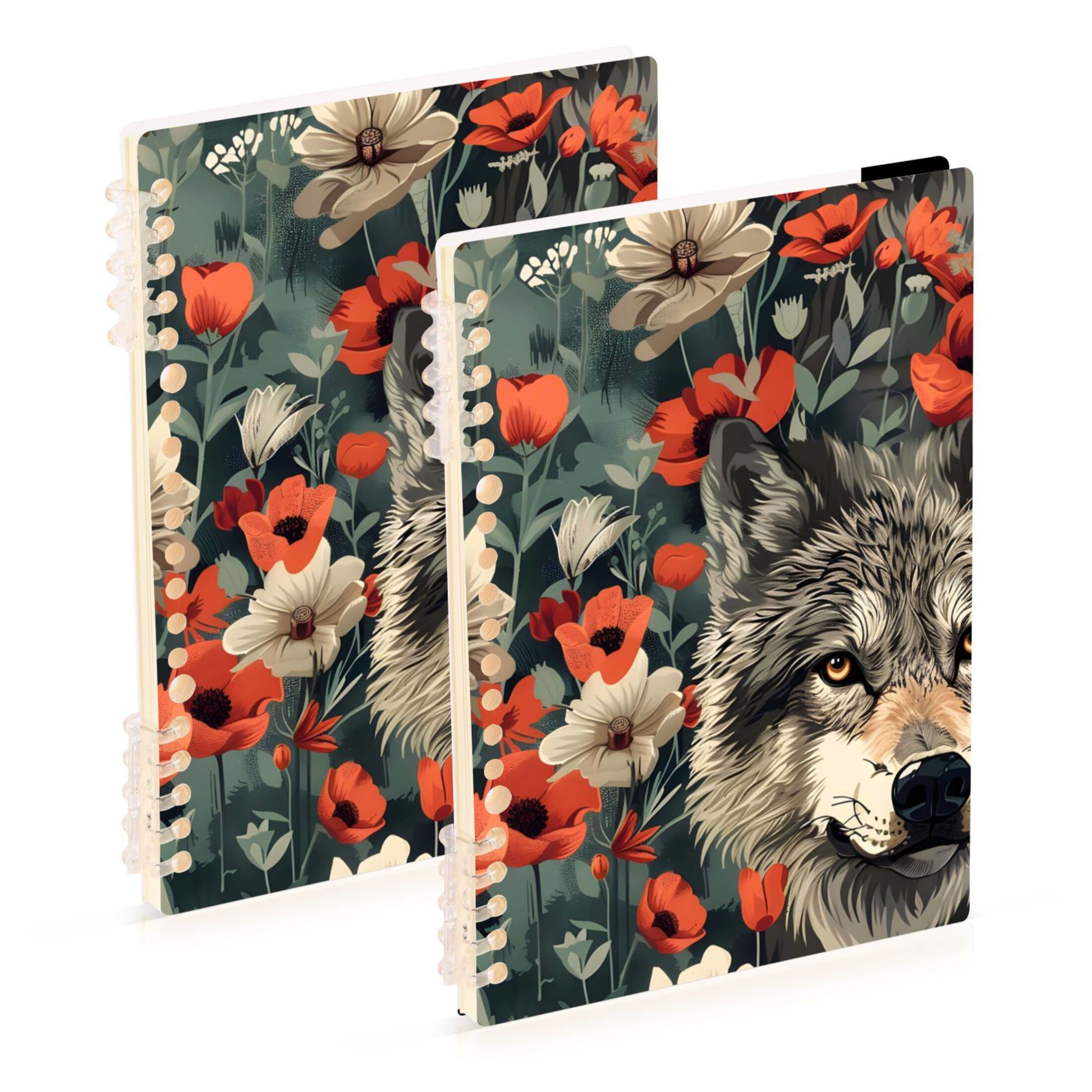 Flowers Wolf Poppy Ring Binder Notebook Journey Note Diary College ...