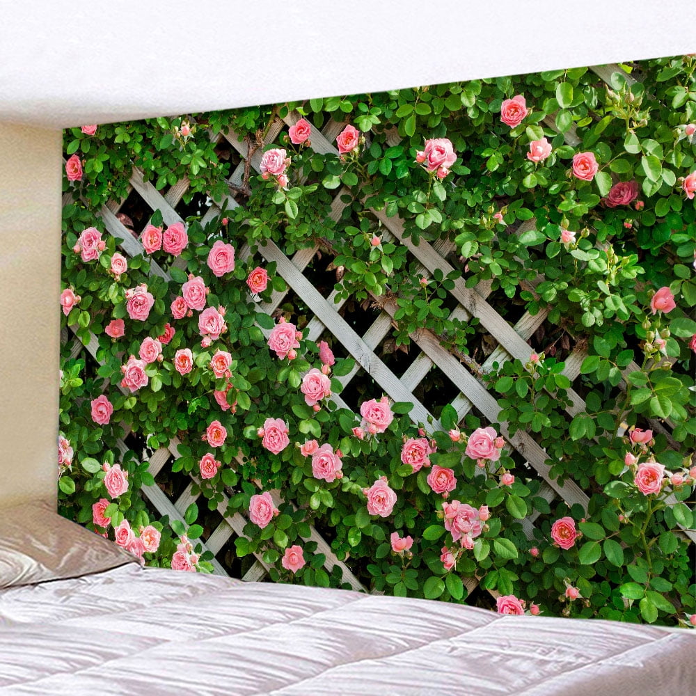 Flowers Wood Fence Flower Wall window scenery cloth decorative tapestry ...