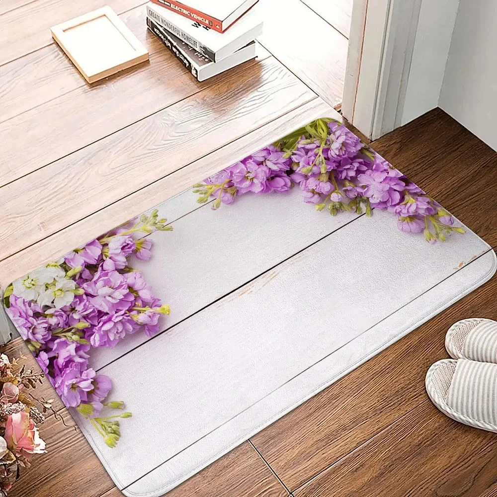 Flowers Wooden Board Printed Area Rug Wood Grain Floral Retro Carpets ...