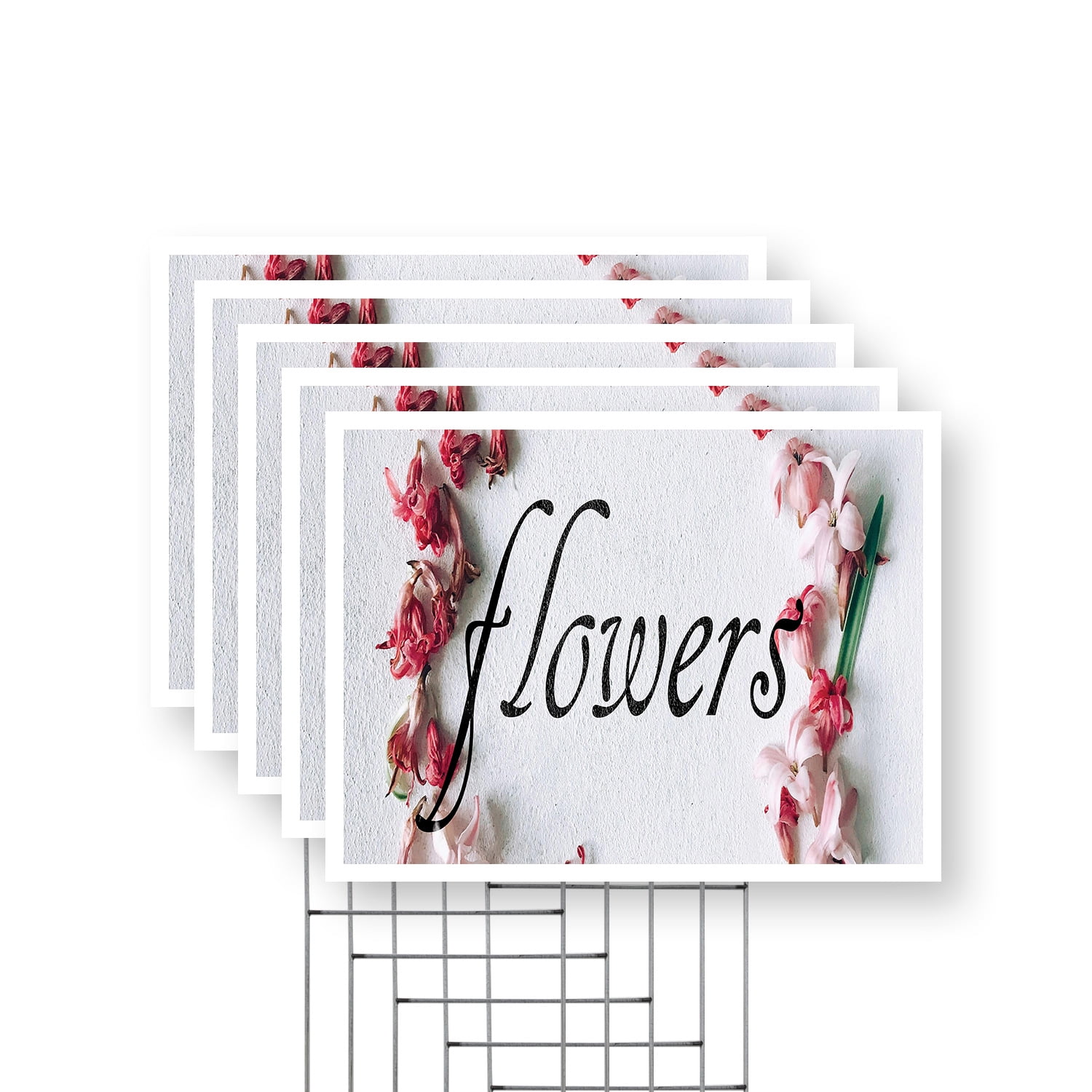 Flowers Yard Sign 5 Pack of 12 Inch x 16 Inch Single Sided Weatherproof ...