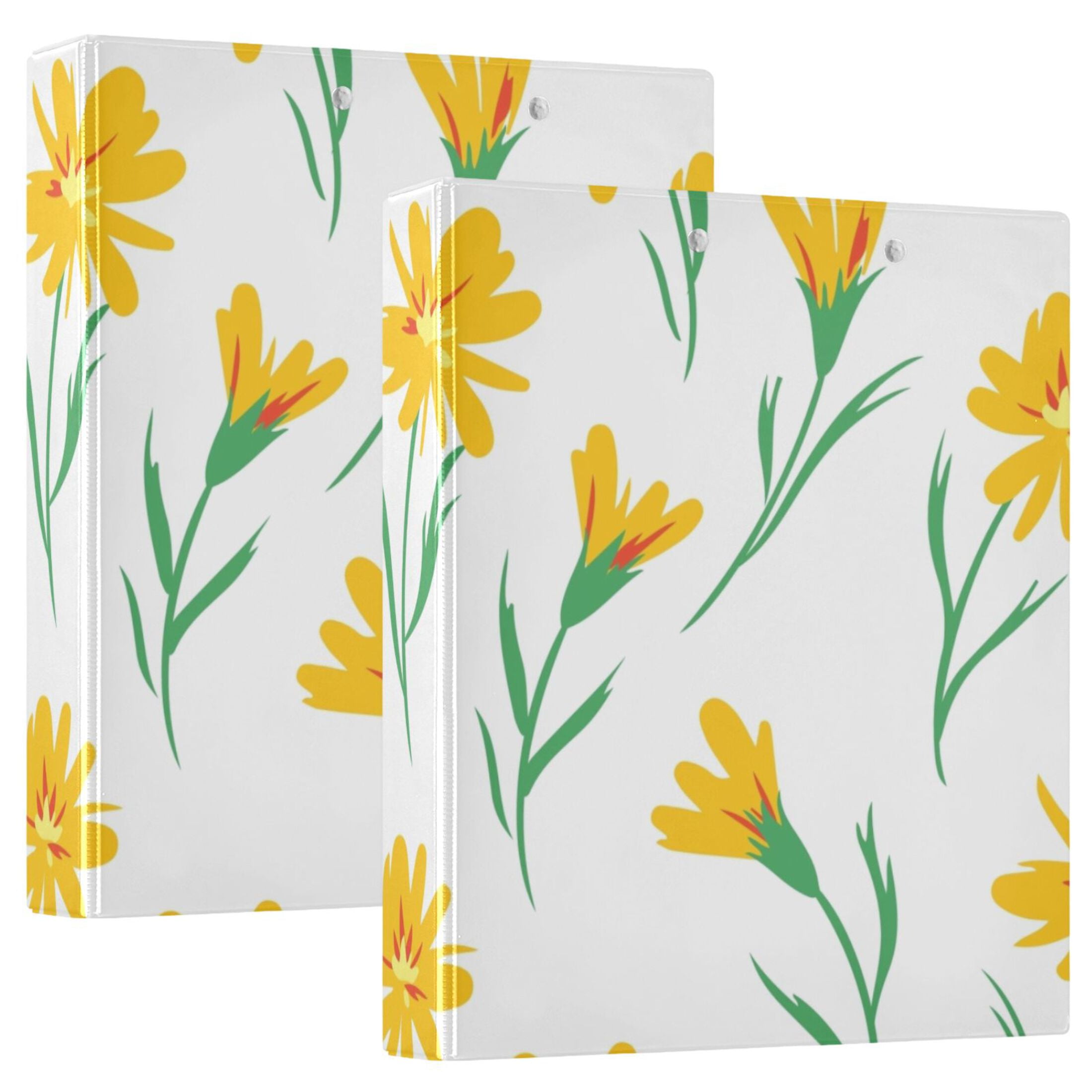 Flowers Yellow Hardcover 3 Ring Binder 1.5 inch Round Rings with ...