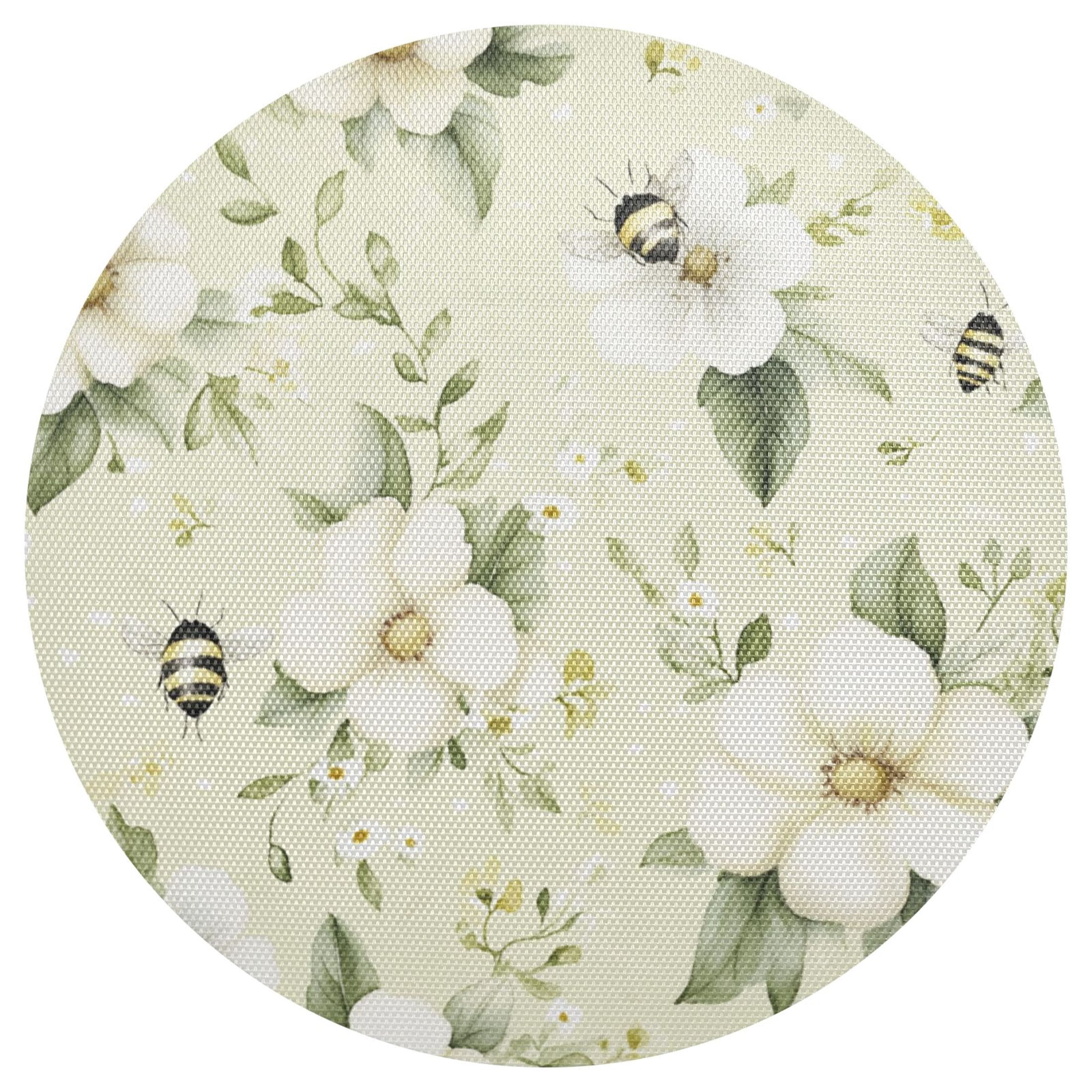 Flowers and Bees 4-Piece 15.4in Heat-Proof PVC Plate Mats, Easy Cut and ...