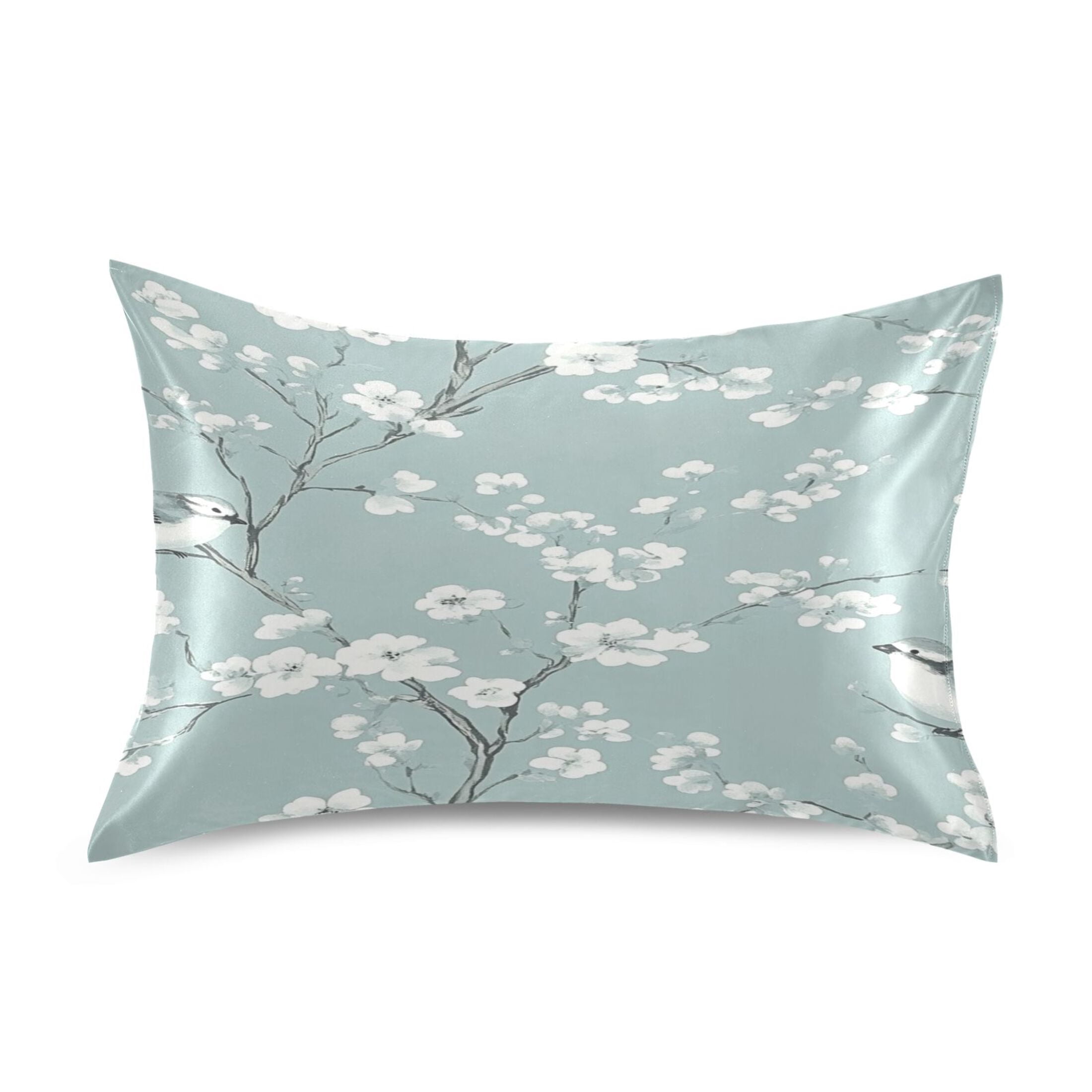 Flowers and Birds Pattern Satin Pillowcase 20''x30'' Double-Sided Print ...