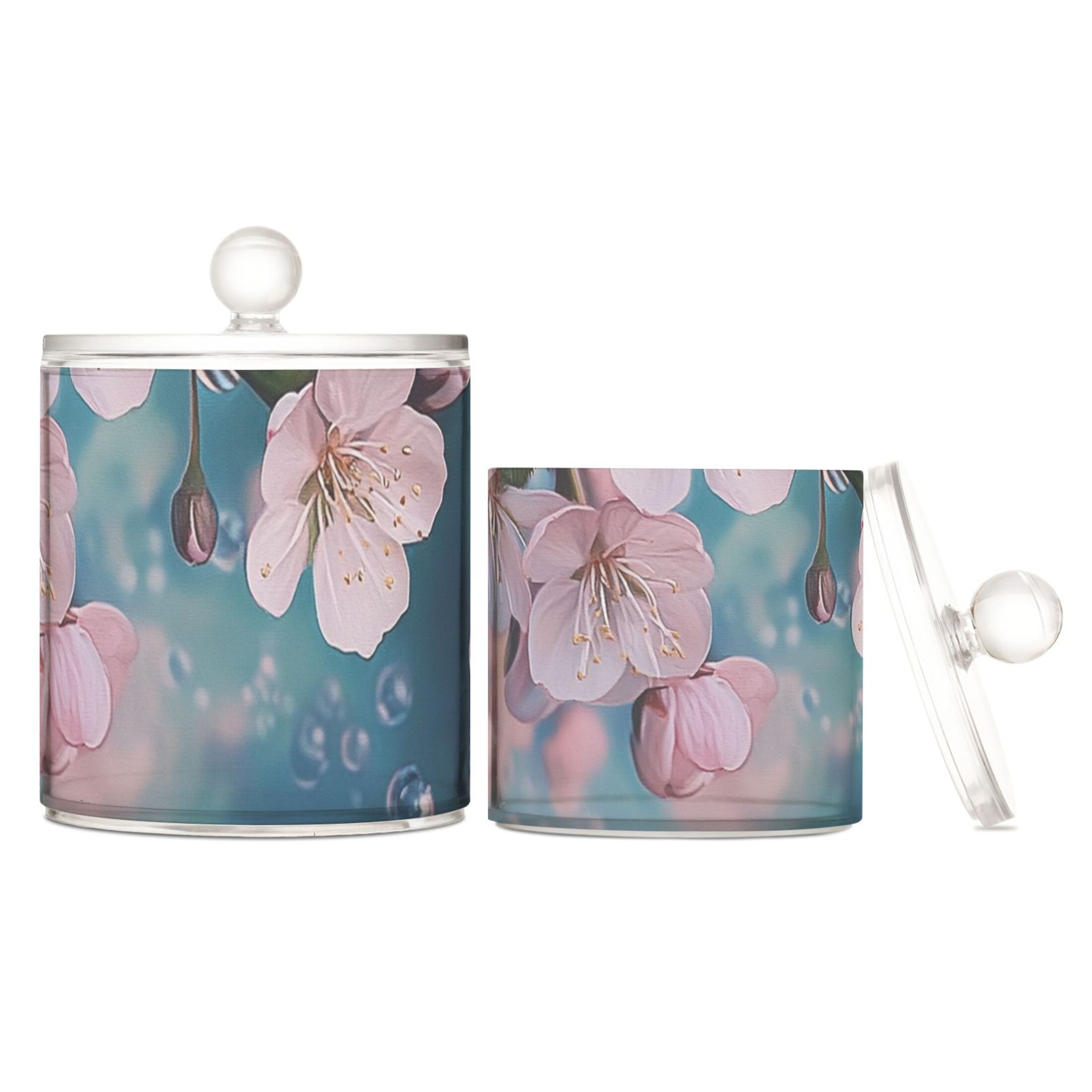 Flowers and Bubbles Translucent Plastic Cans Storage Canisters with Lid ...
