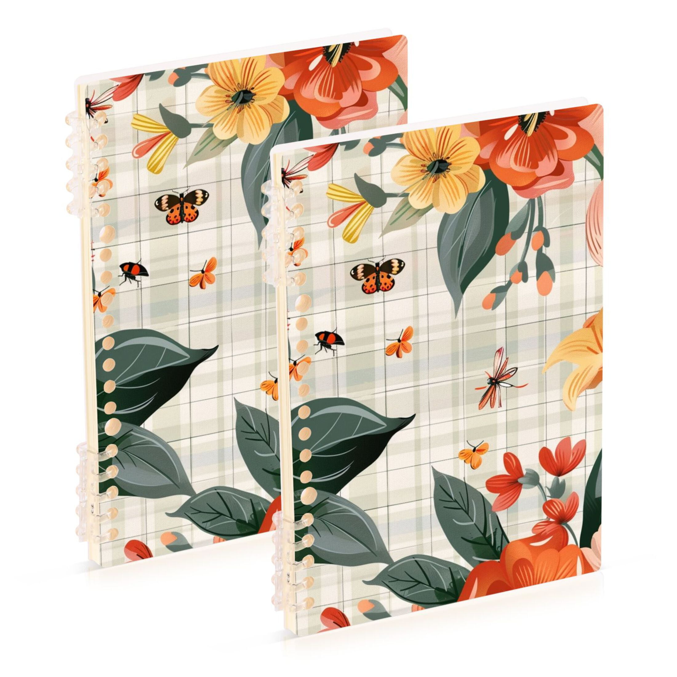 Flowers and Butterflies Ring Binder Notebook Journey Note Diary College ...
