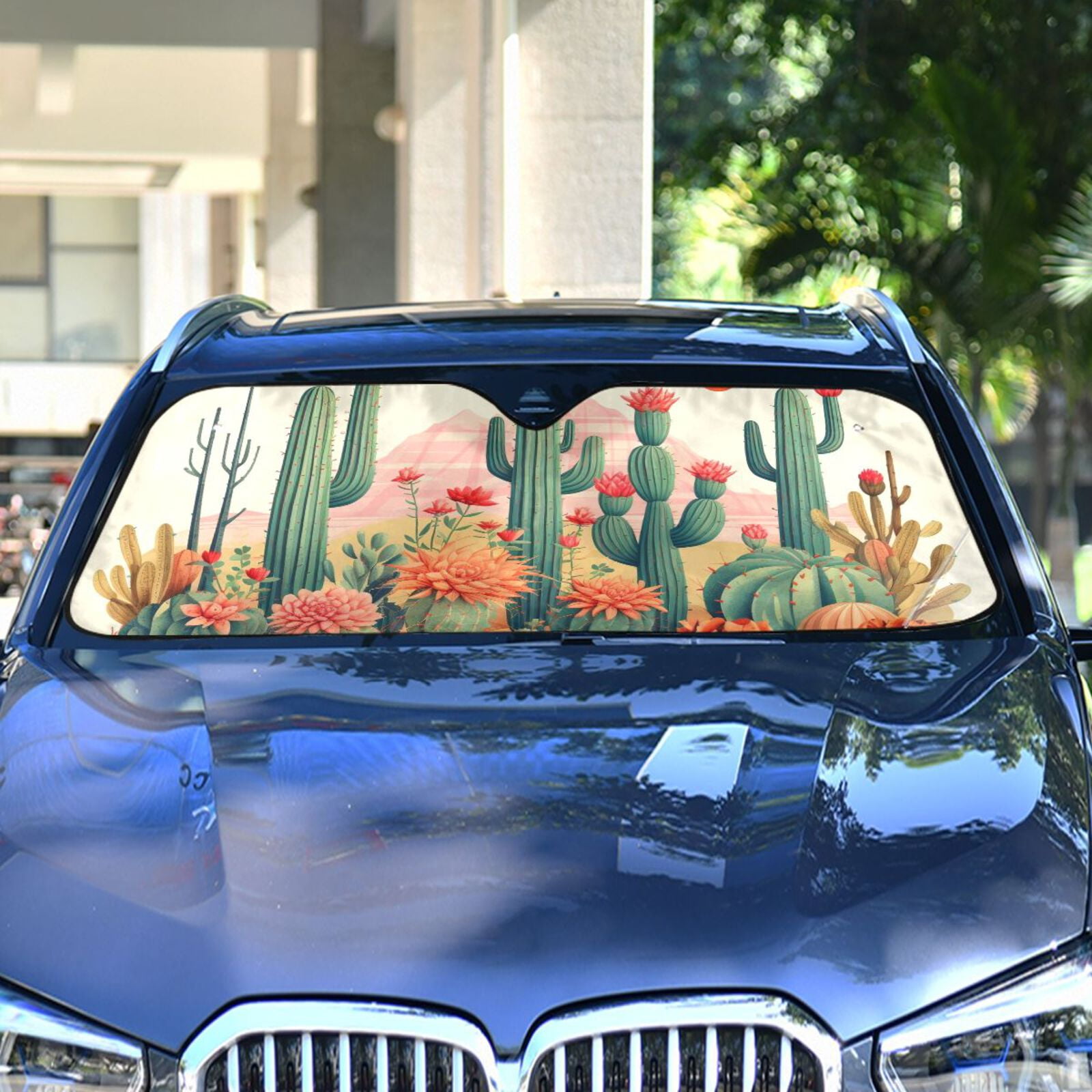 Flowers and Cactus Automotive Front Car Windshield Sun Shade Reflector ...
