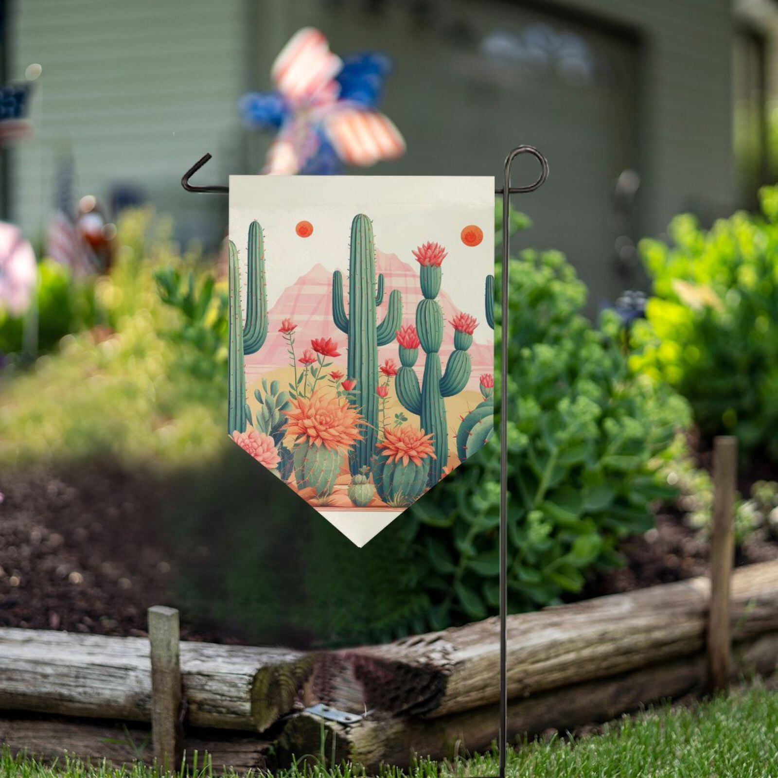 Flowers and Cactus Garden Flag 18" x 12.5" Double Sided Yard Lawn ...