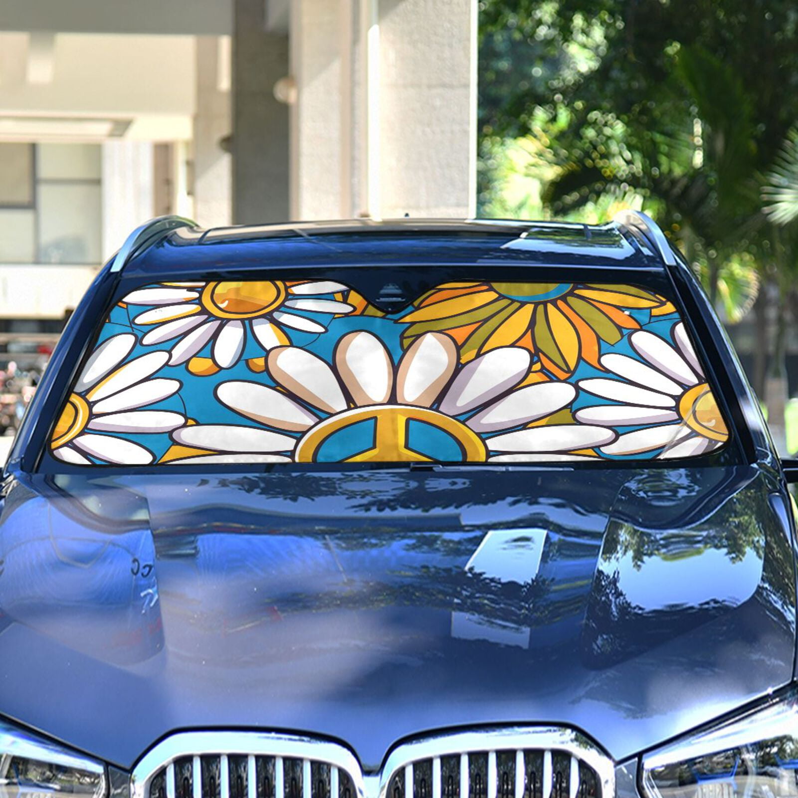Flowers and Daisy Automotive Front Car Windshield Sun Shade Reflector ...