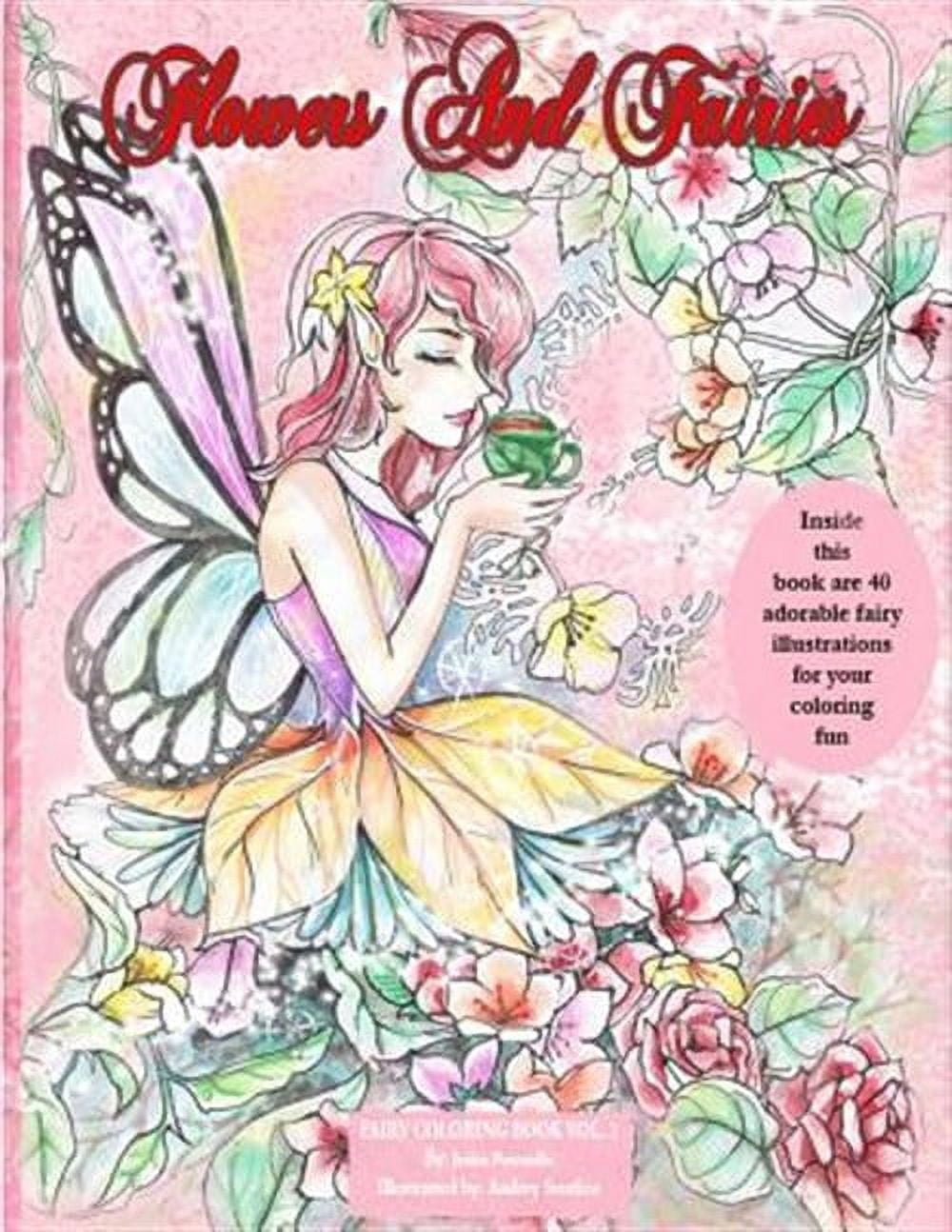 Flowers and Fairies Coloring Book : Enjoy 40 Adorable Fairy ...