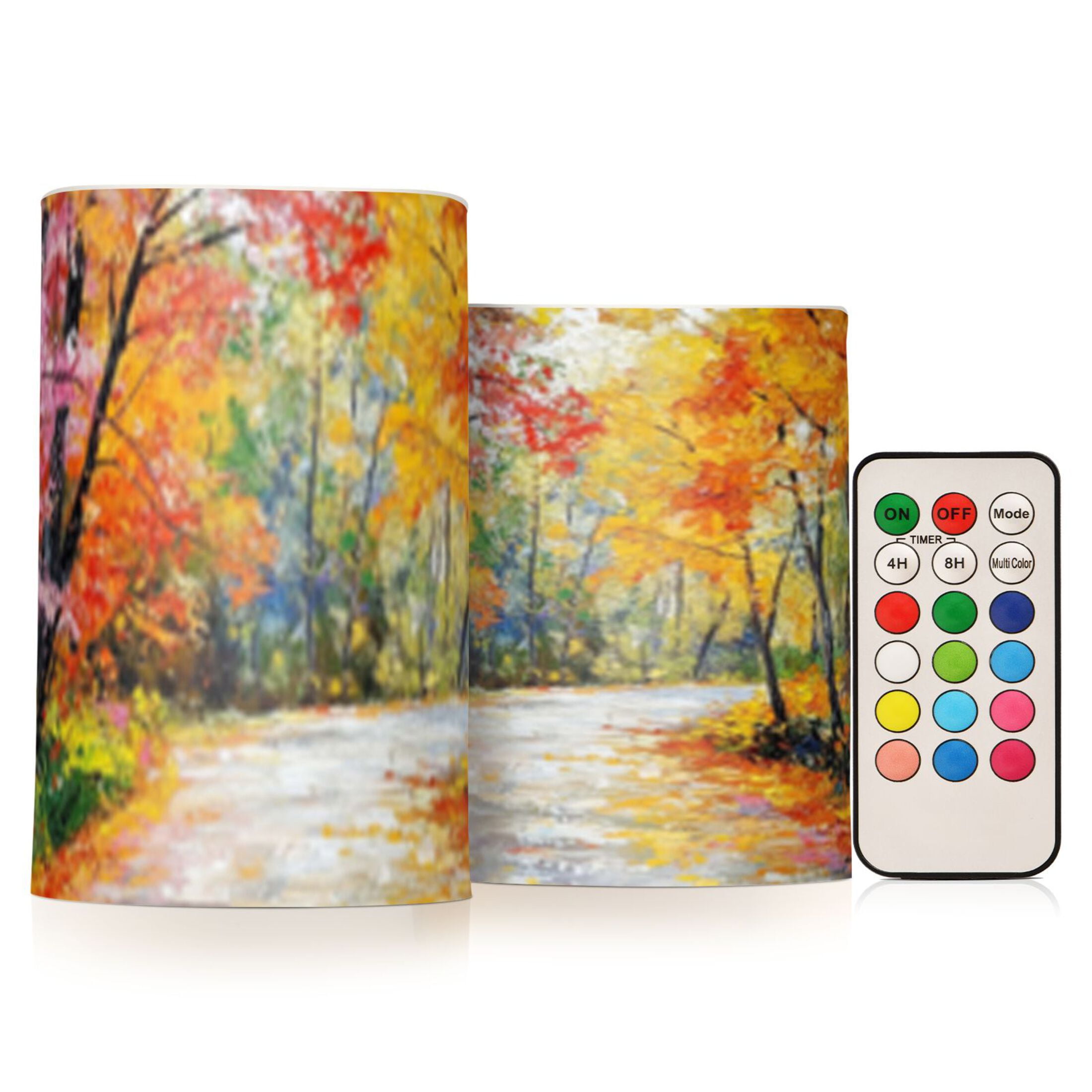 Flowers and Falling Leaves Autumn Flickering Flameless Candles Battery ...