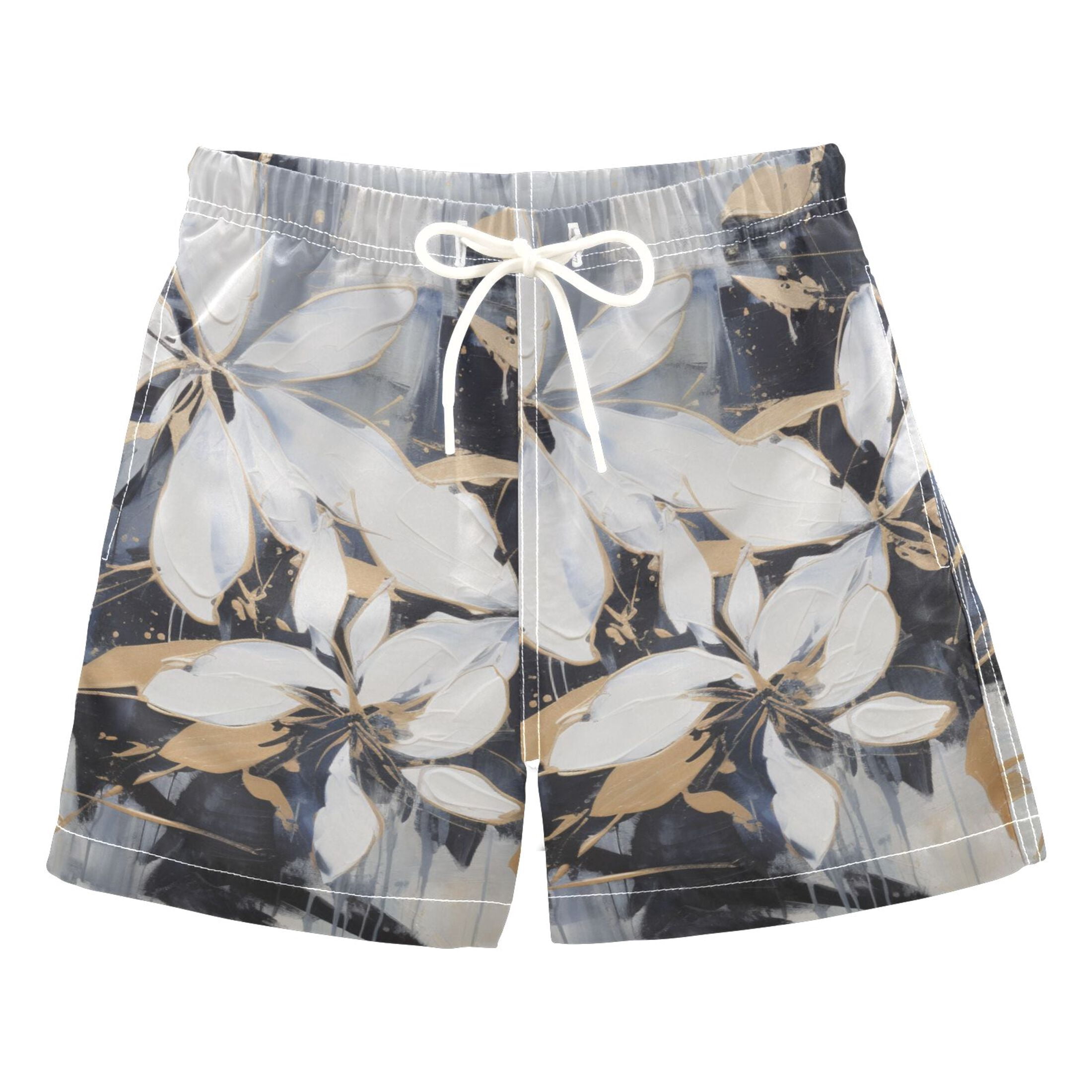 Flowers and Falling Leaves Boys Swim Trunks Quick Dry Boy Swim Shorts ...