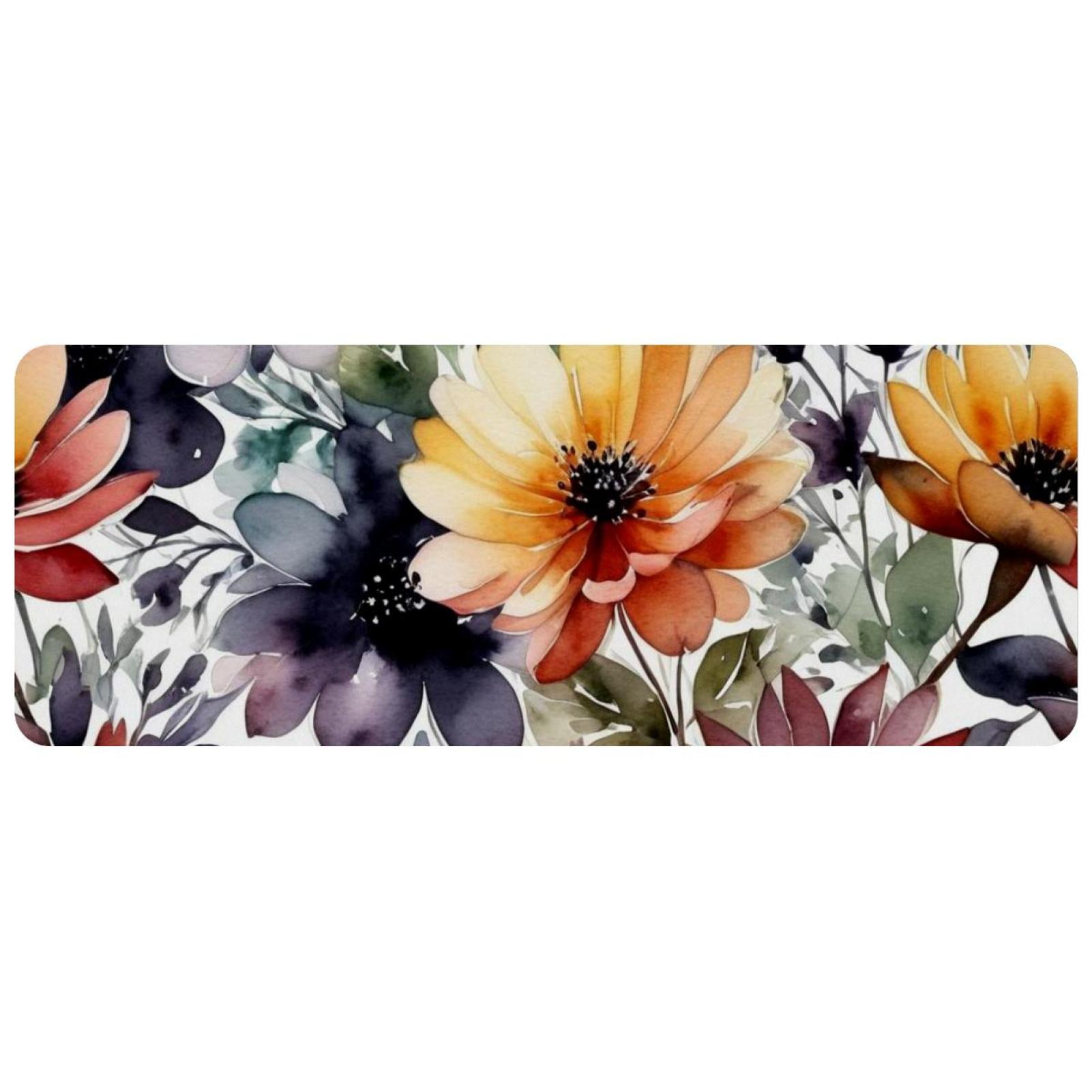 Flowers and Green Leaves Mouse Pad, Personality Design Rubber Base for Office Decor for Laptop ...