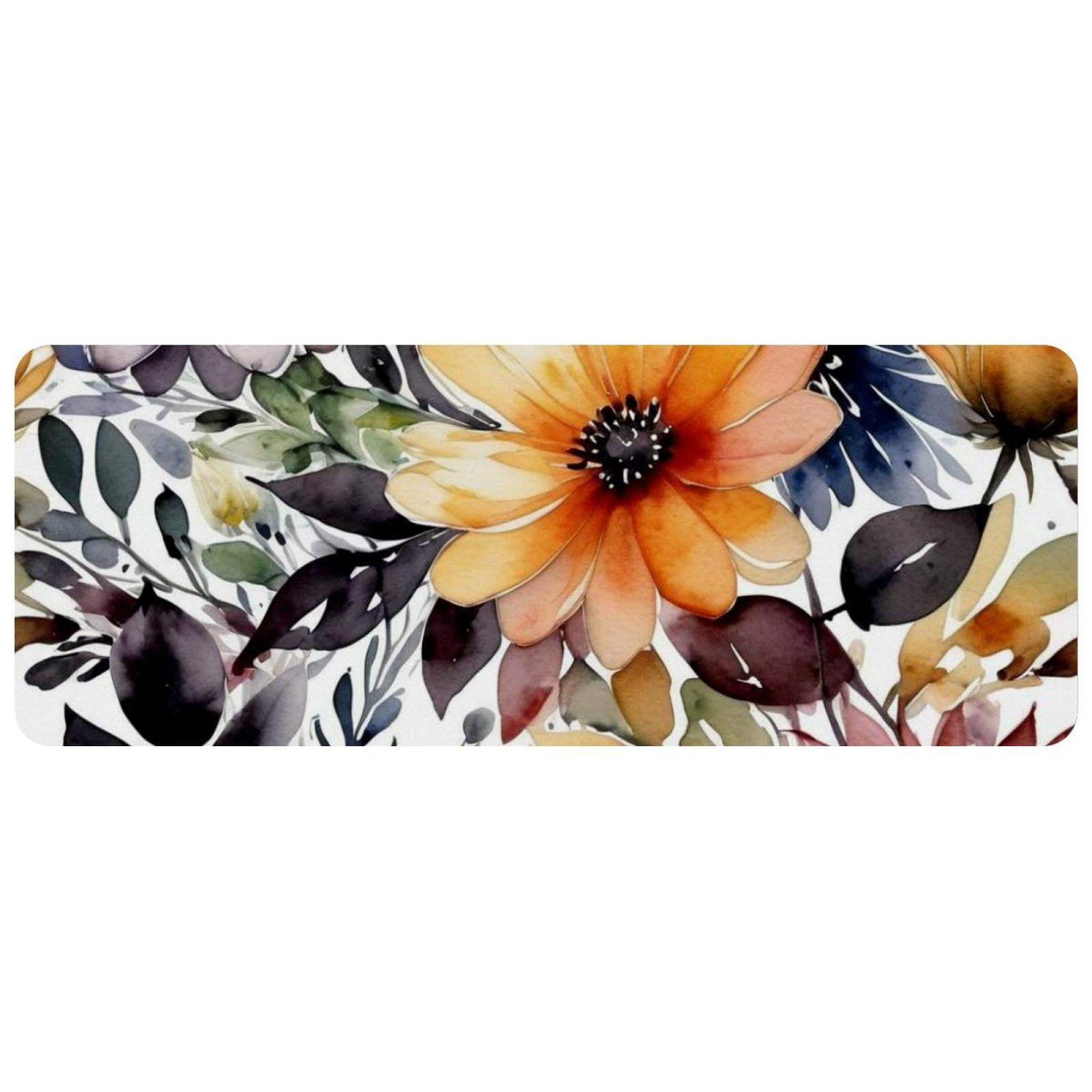 Flowers and Green Leaves Mouse Pad, Personality Design Rubber Base for ...