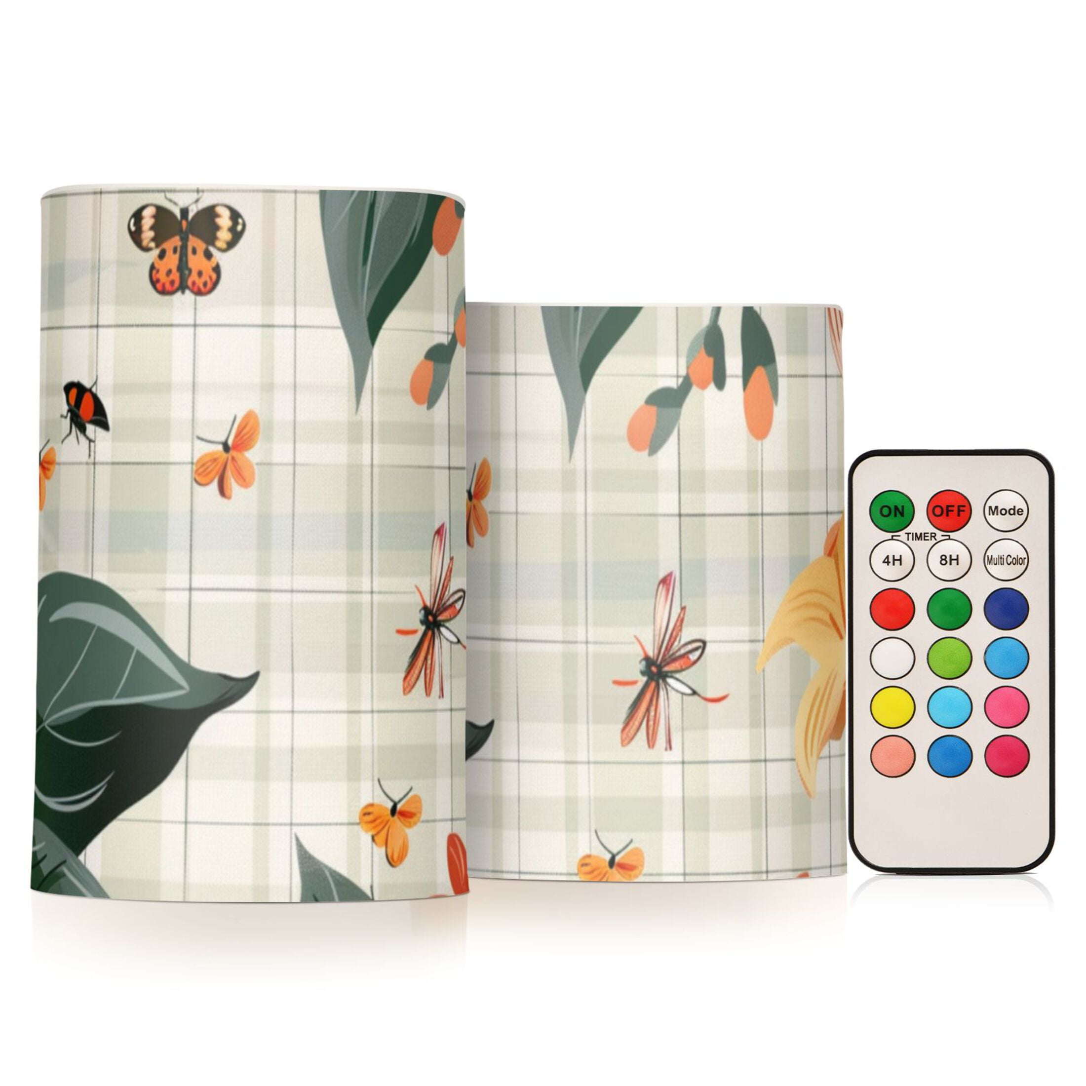 Flowers and Insects Flickering Flameless LED Candles set of 2 Battery ...