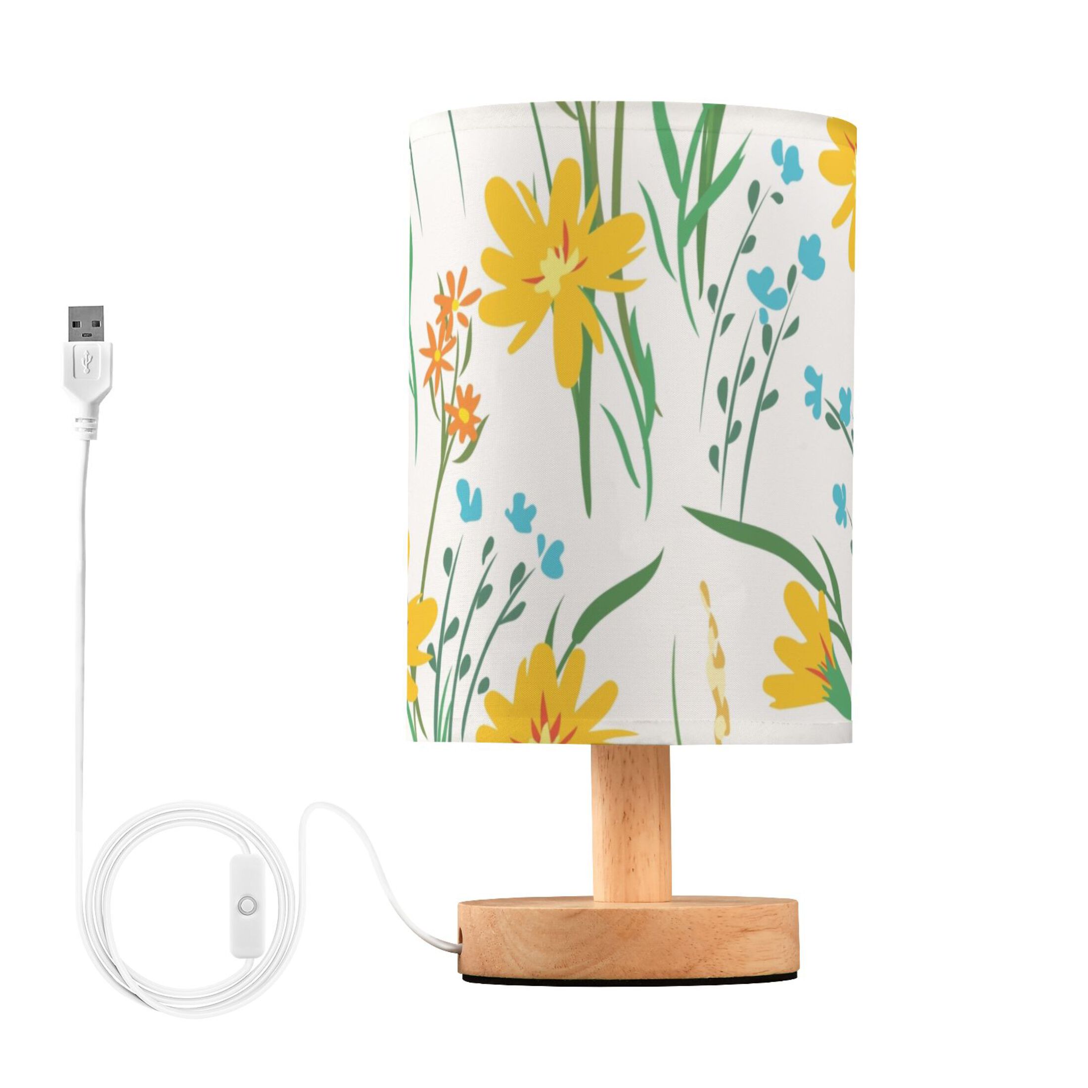 Flowers and Leaf Bedside Table Lamp LED Warm Lights with USB Charging ...