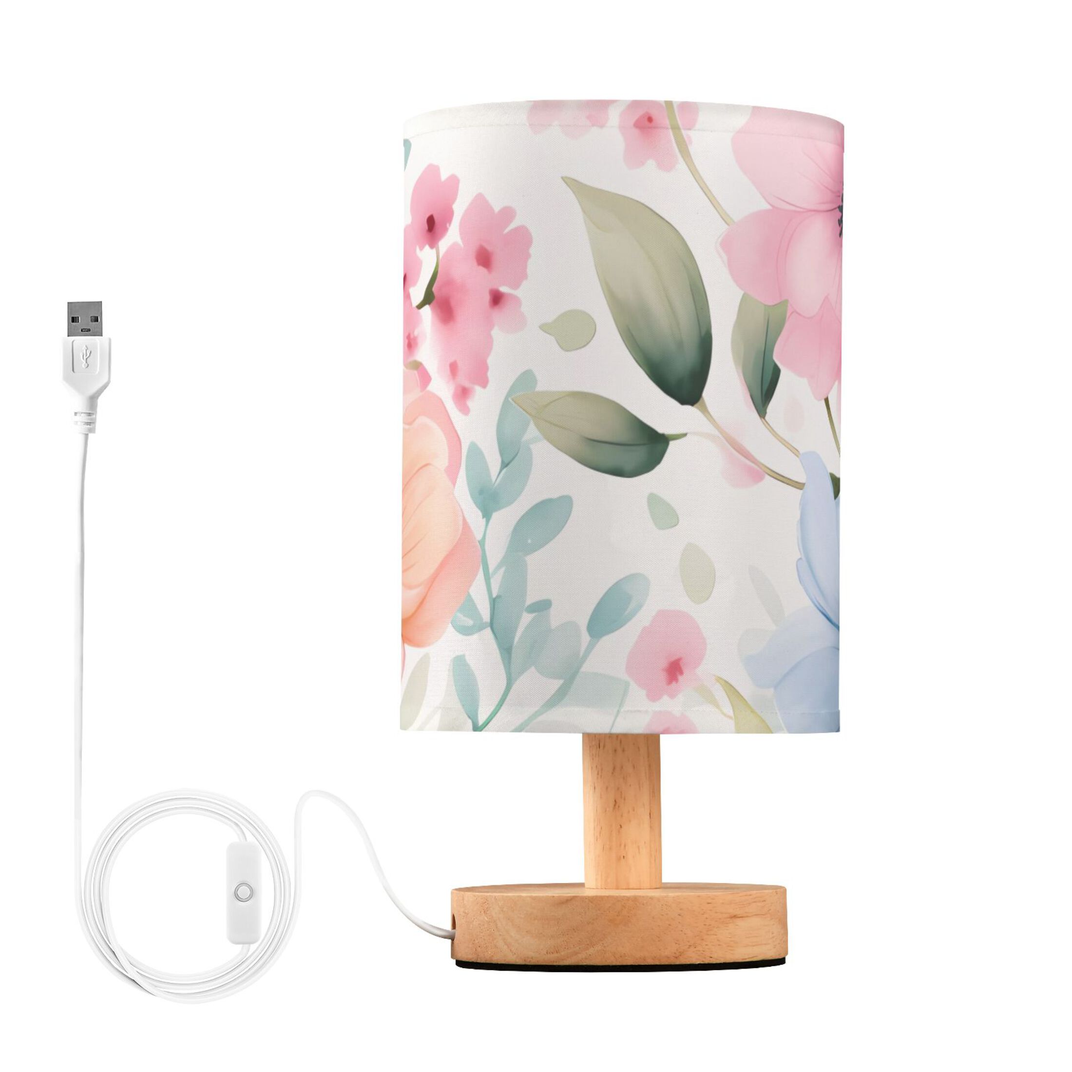 Flowers and Leaves Bedside Table Lamp LED Warm Lights with USB Charging ...