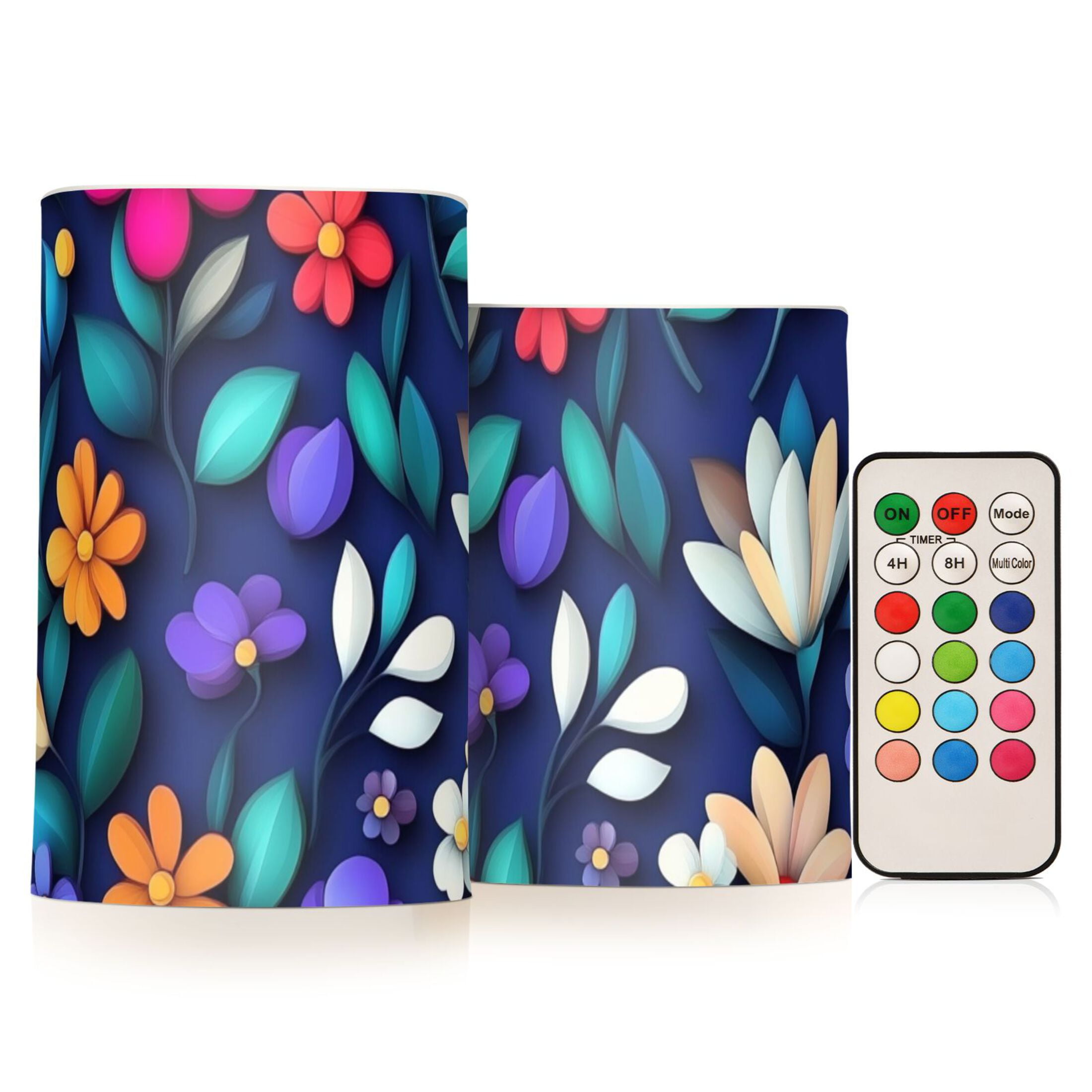 Flowers and Leaves Digital Painting Flickering Flameless Candles ...