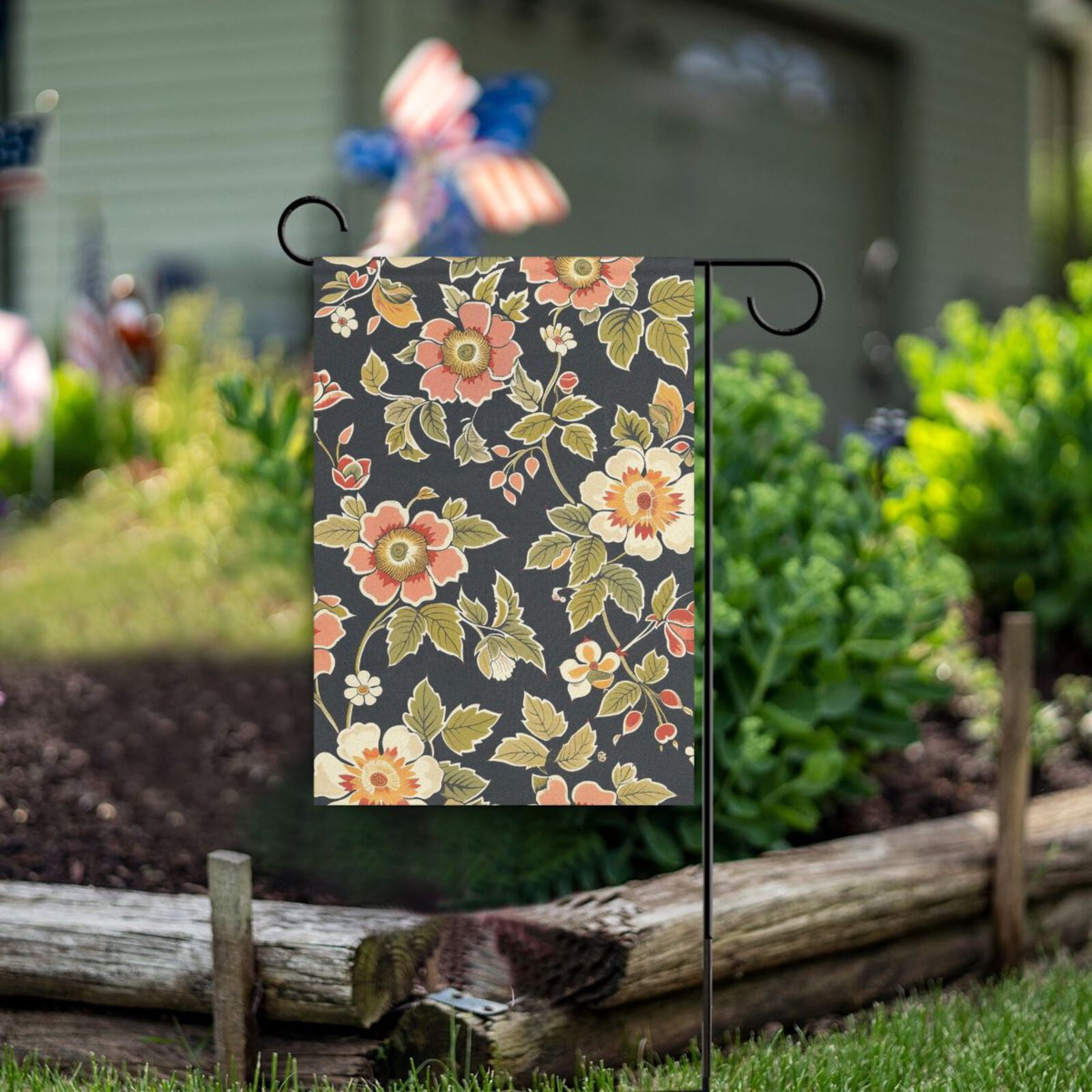 Flowers and Leaves Garden Flag Double Sided Outdoor Banners for ...