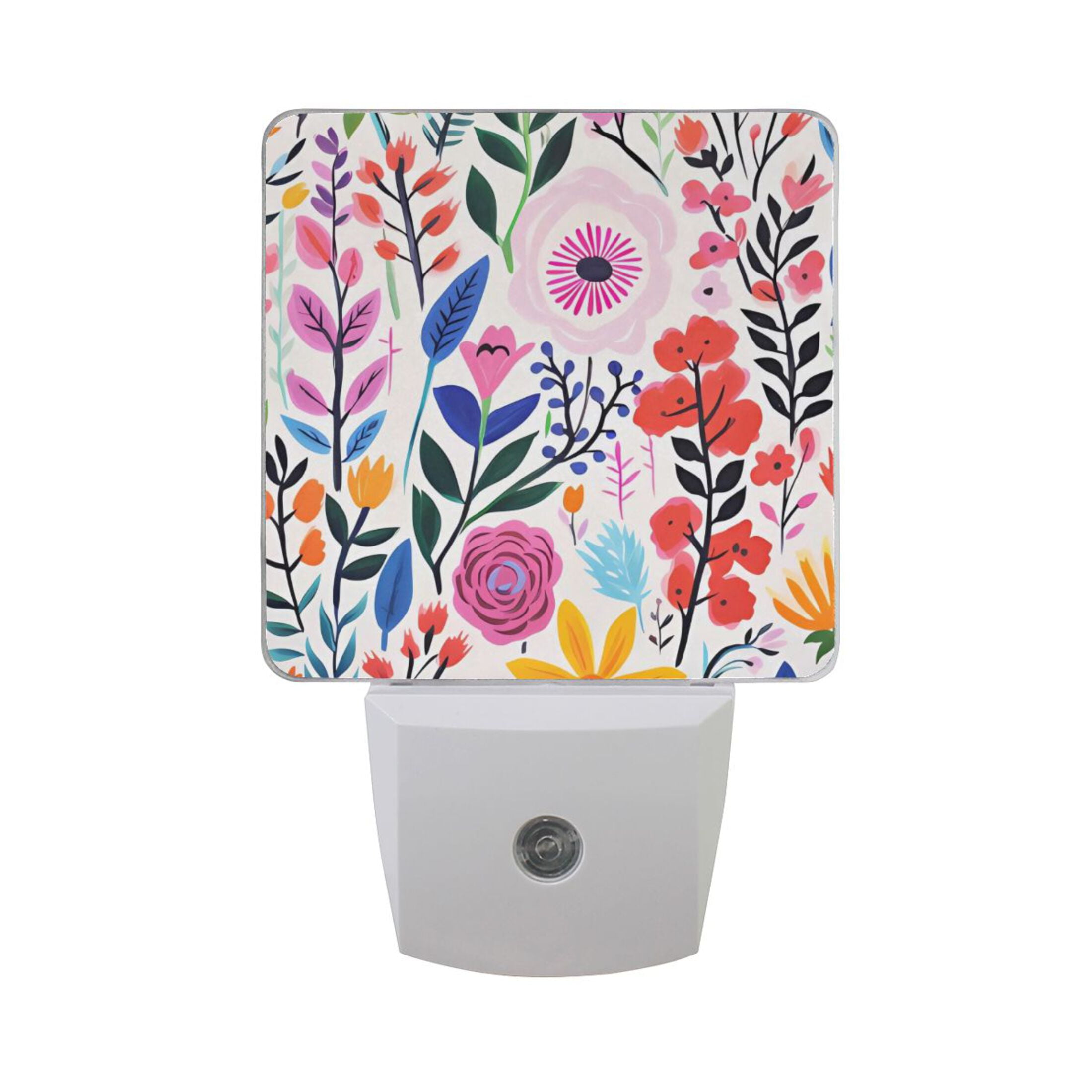 Flowers and Leaves Pink Blue Night Light LED Dusk to Dawn Auto Sensor ...