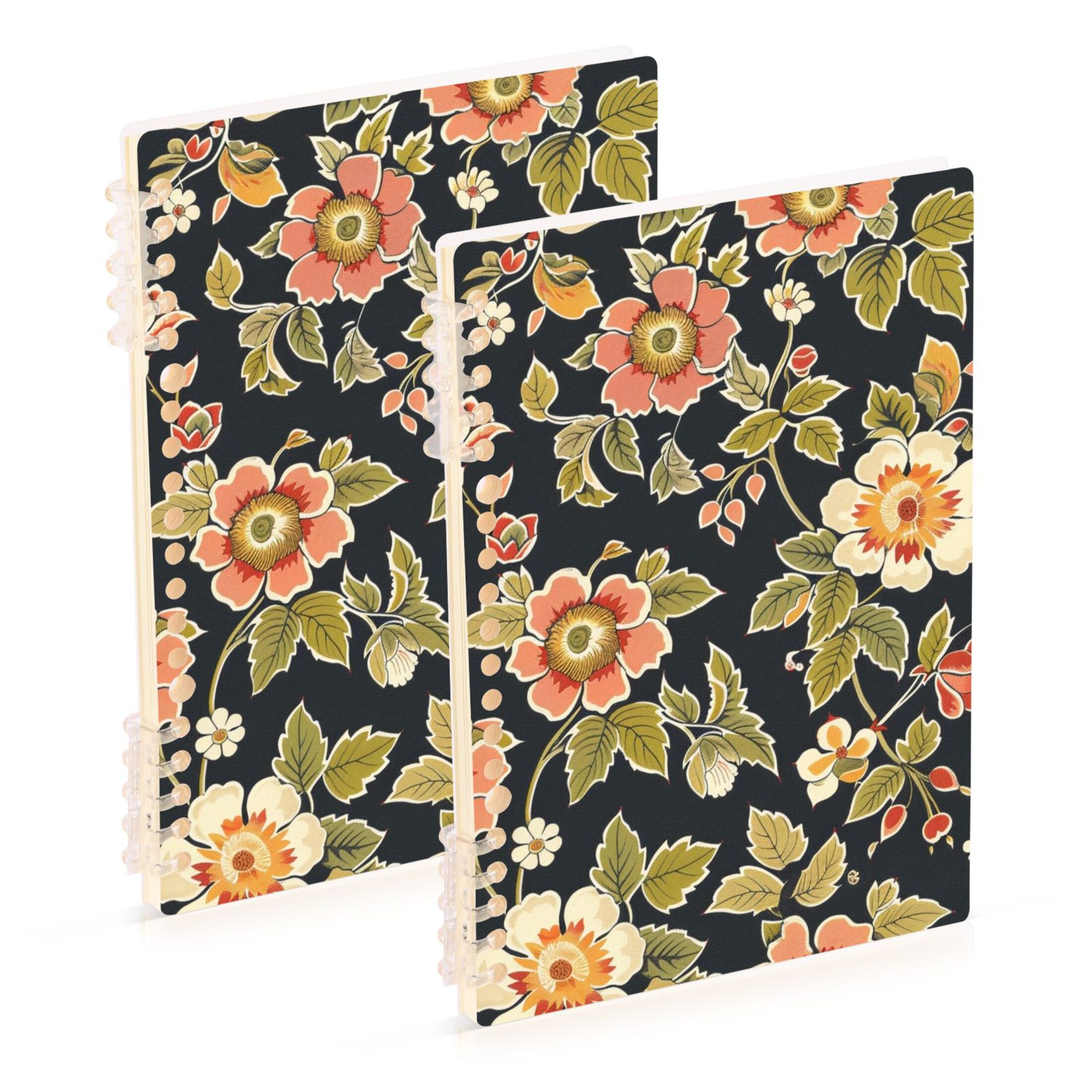 Flowers and Leaves Ring Binder Notebook Journey Note Diary College ...